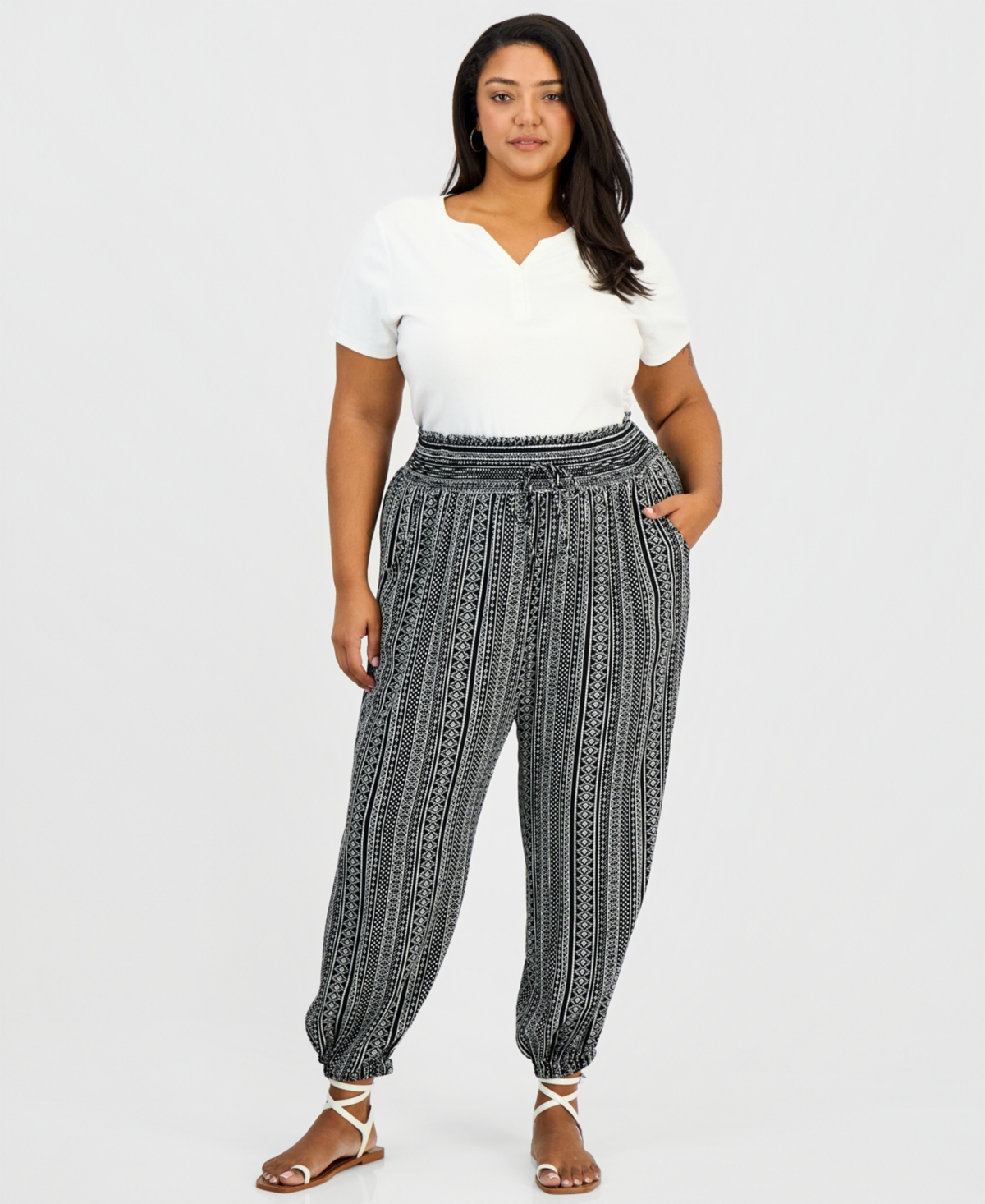 Click here for Kingston Grey Trendy Plus Size Printed Pull-On Jog... prices