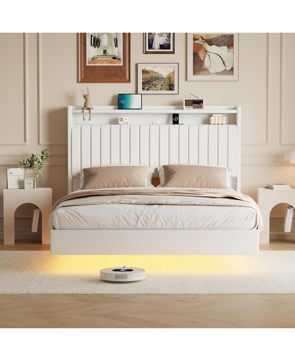 Click here for gaomon Full Floating Bed Frame with Led Lights & C... prices