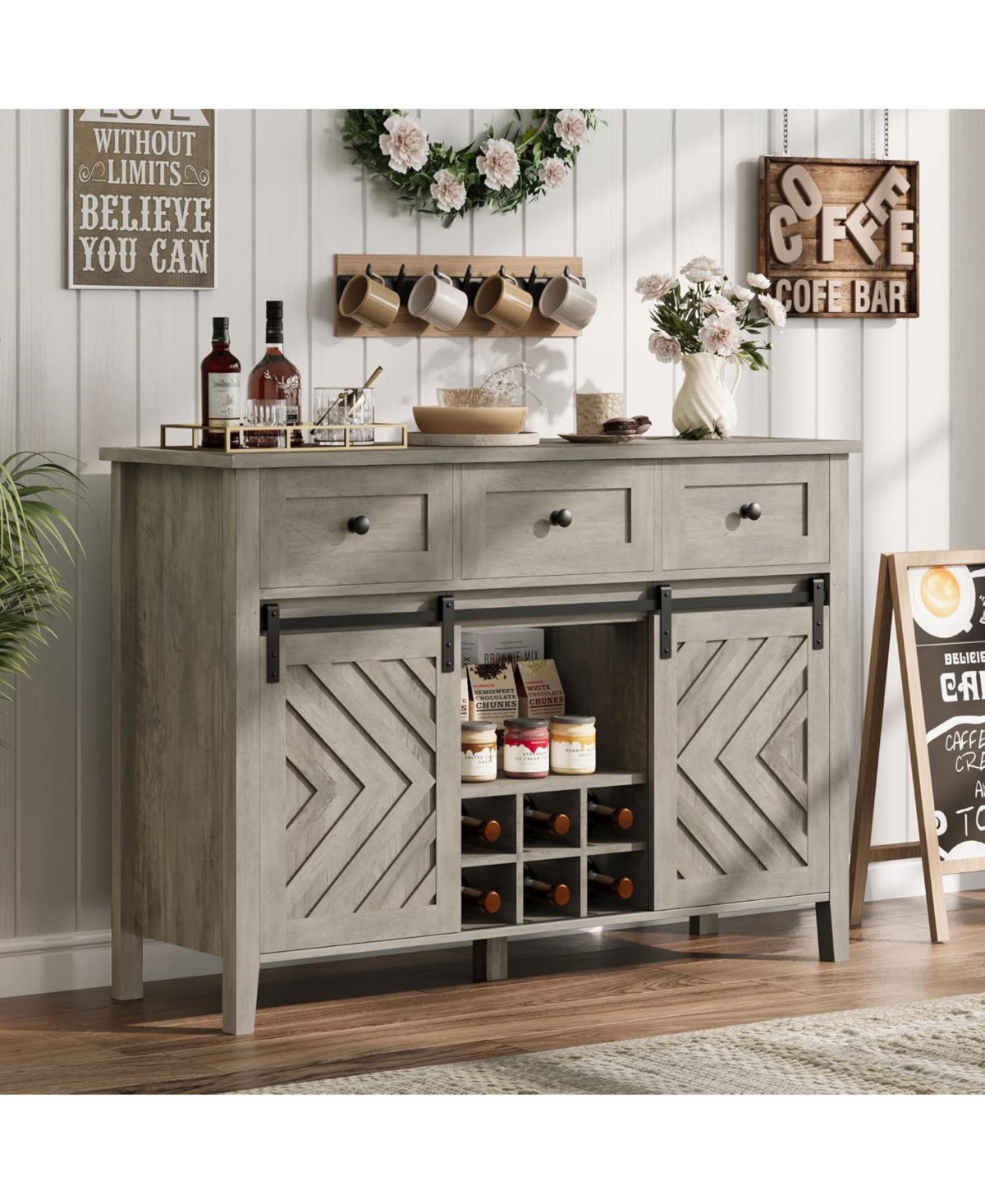Click here for gaomon 47.2 Farmhouse Buffet Cabinet with Sliding... prices