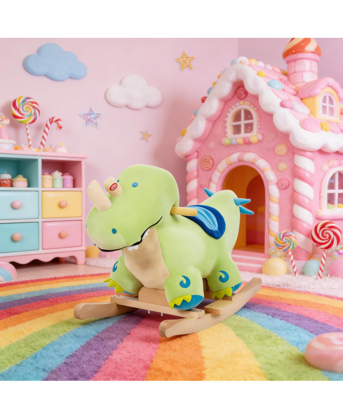 Click here for Cesicia Dinosaur Rocker for Toddlers - Green Plush... prices