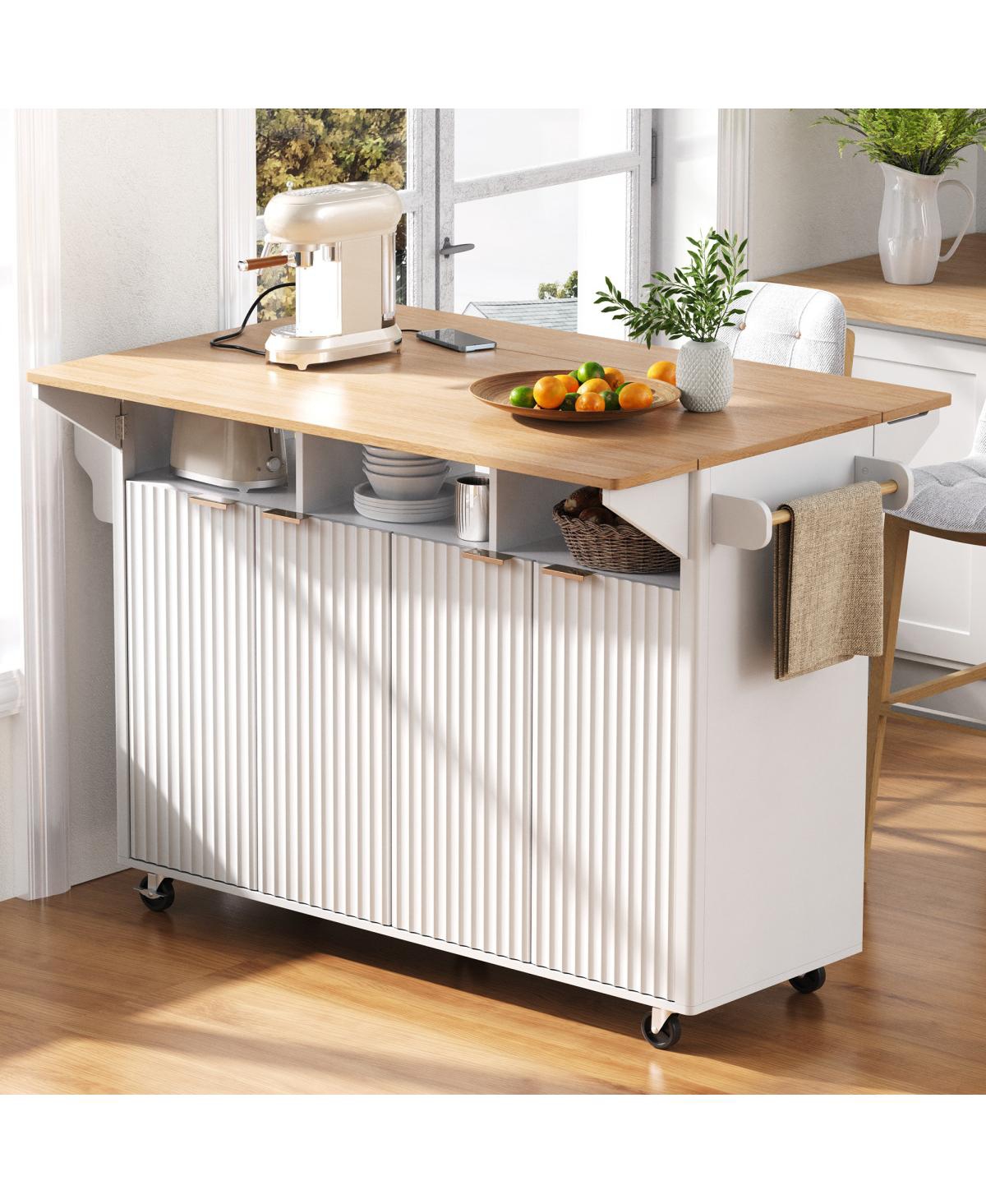 Click here for Streamdale Furniture 55.5" Fluted Kitchen Isl... prices
