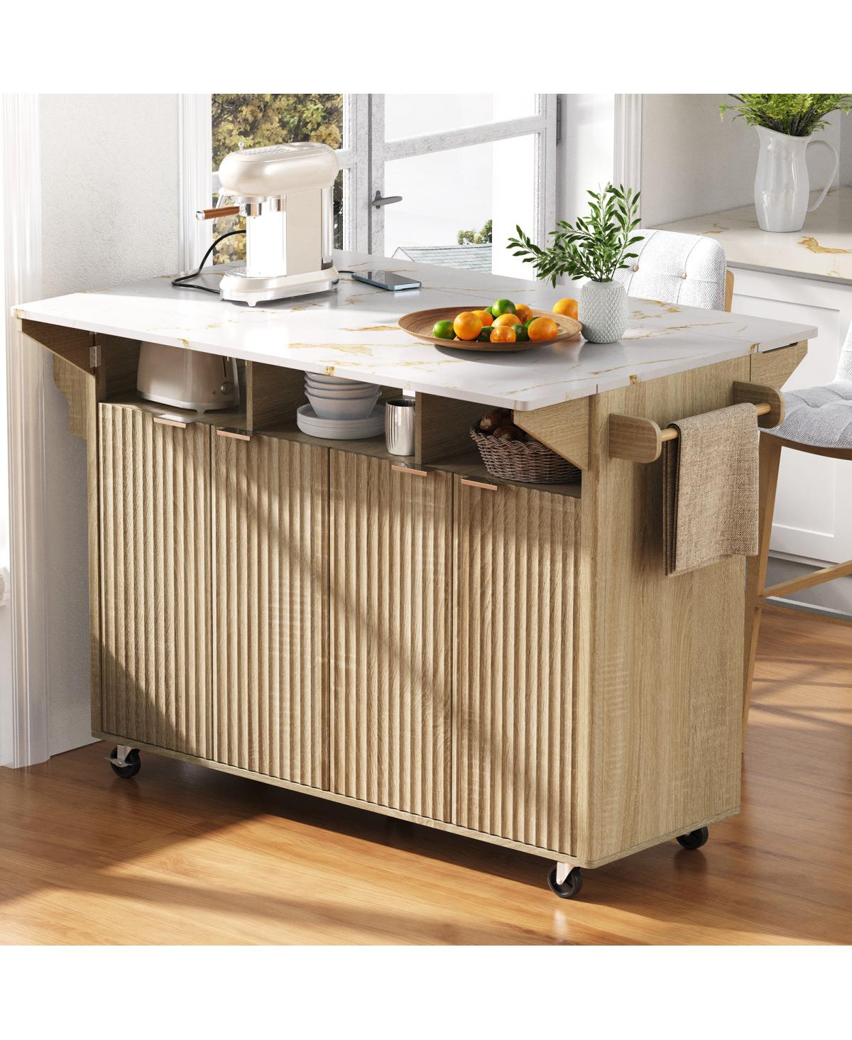 Click here for Streamdale Furniture 55.5" Fluted Kitchen Isl... prices