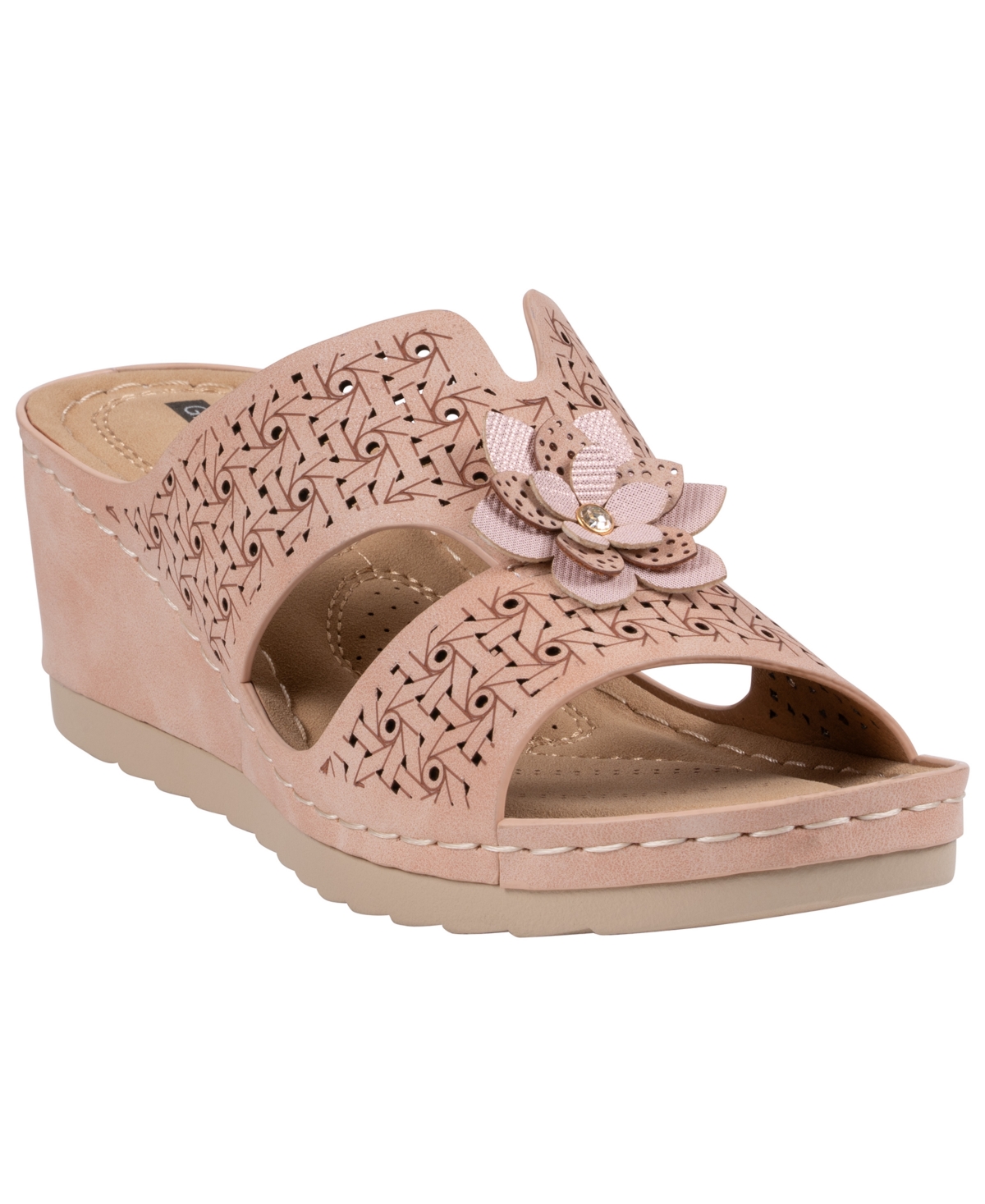 Click here for Gc Shoes Womens Nancia Floral Round Toe Wedge Sand... prices