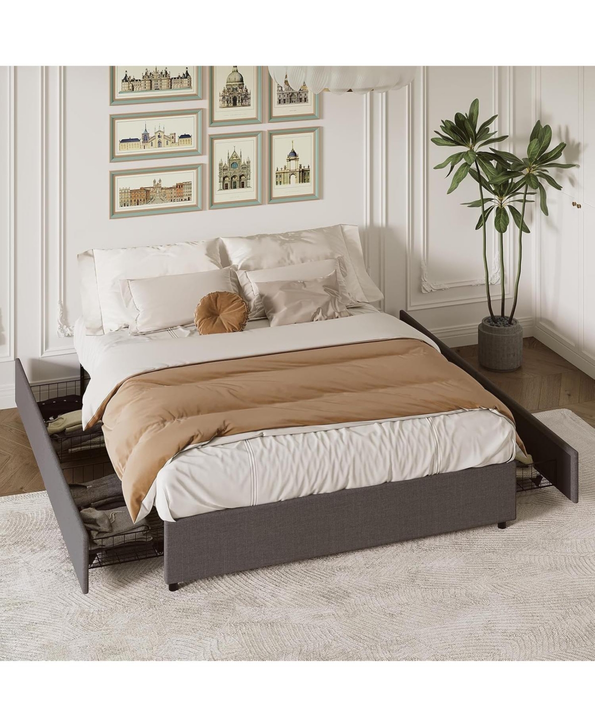 Click here for gaomon Platform Bed Frame with 4 Storage Drawers... prices