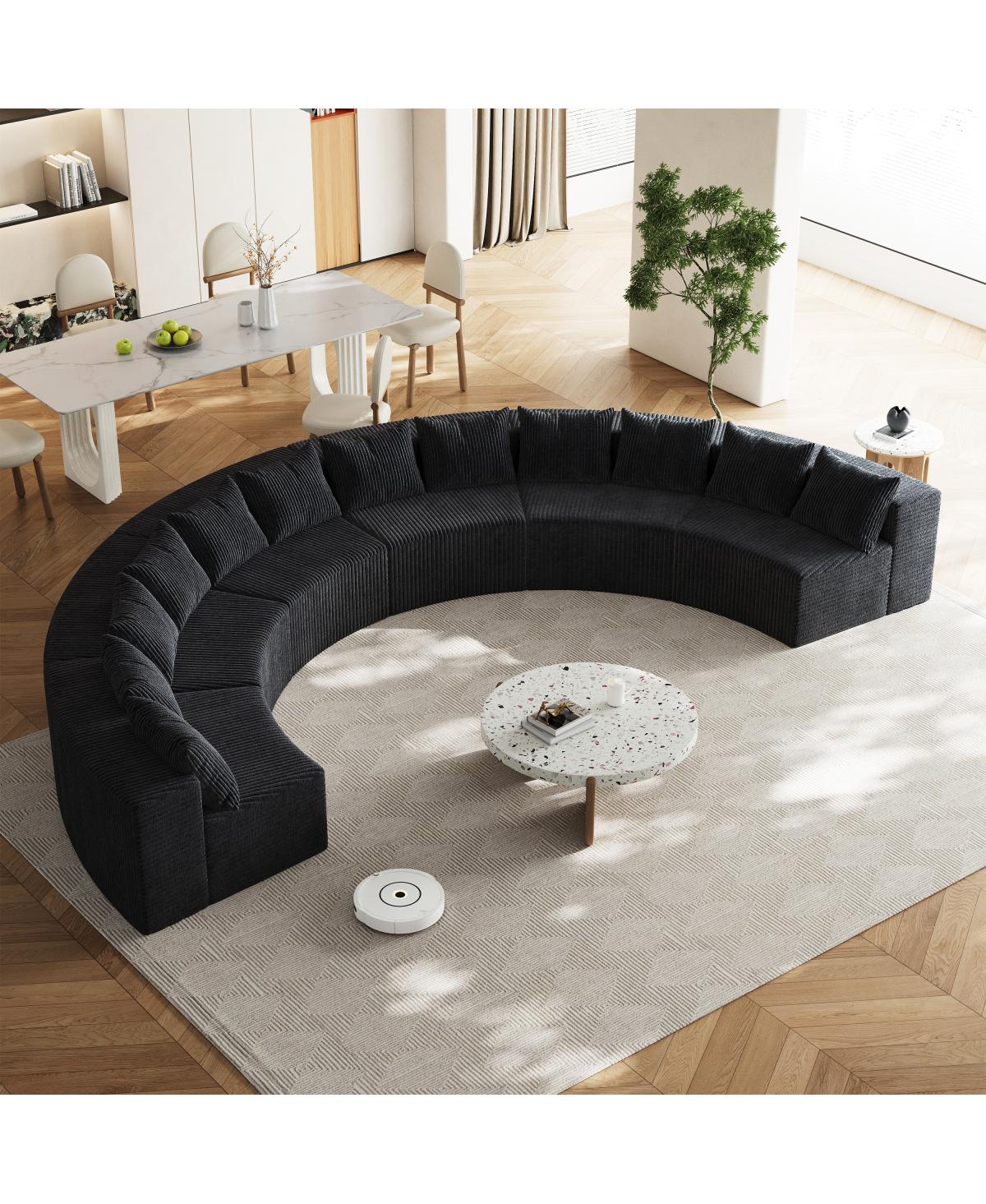 Click here for Streamdale Furniture Corduroy Curved Sectional Foa... prices