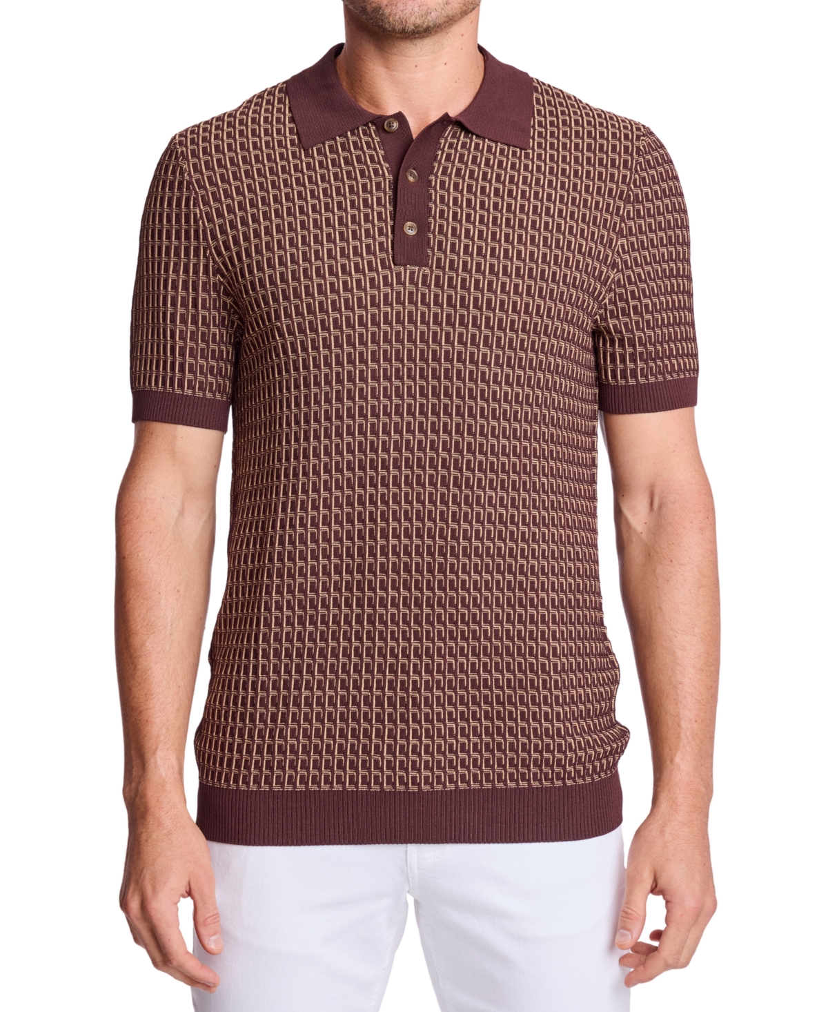 Click here for Paisley & Gray Mens Printed Polo Shirt - Ganache... prices