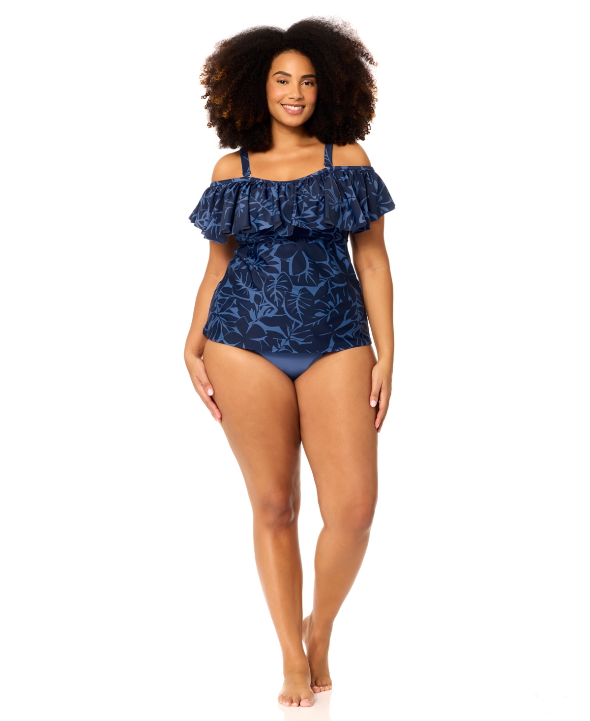 Click here for Raisins Curve Plus Size Tortuga Tankini Top - Slat... prices