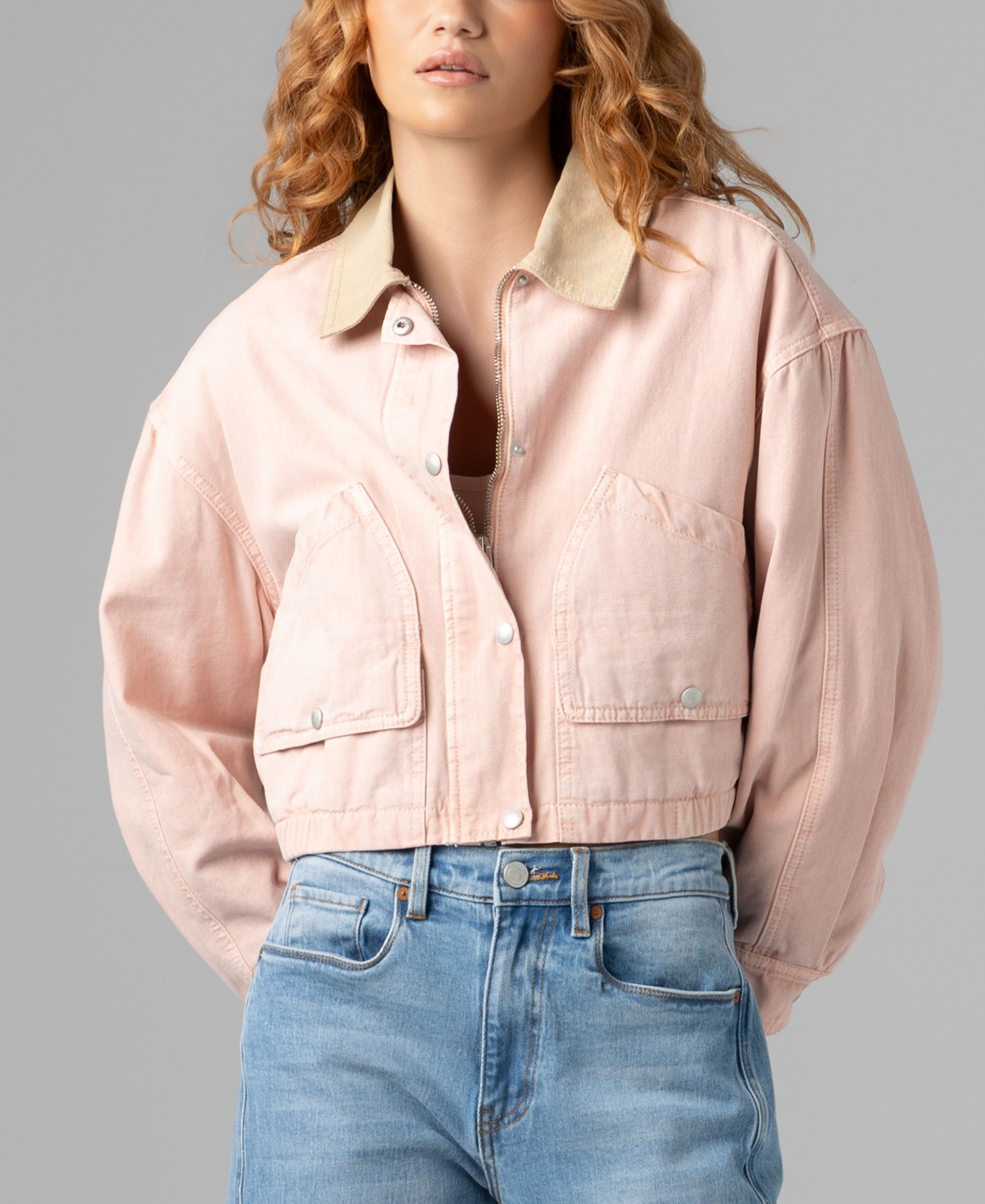 Click here for Blank Nyc Womens Cropped Barn Jacket - Lawn Party prices