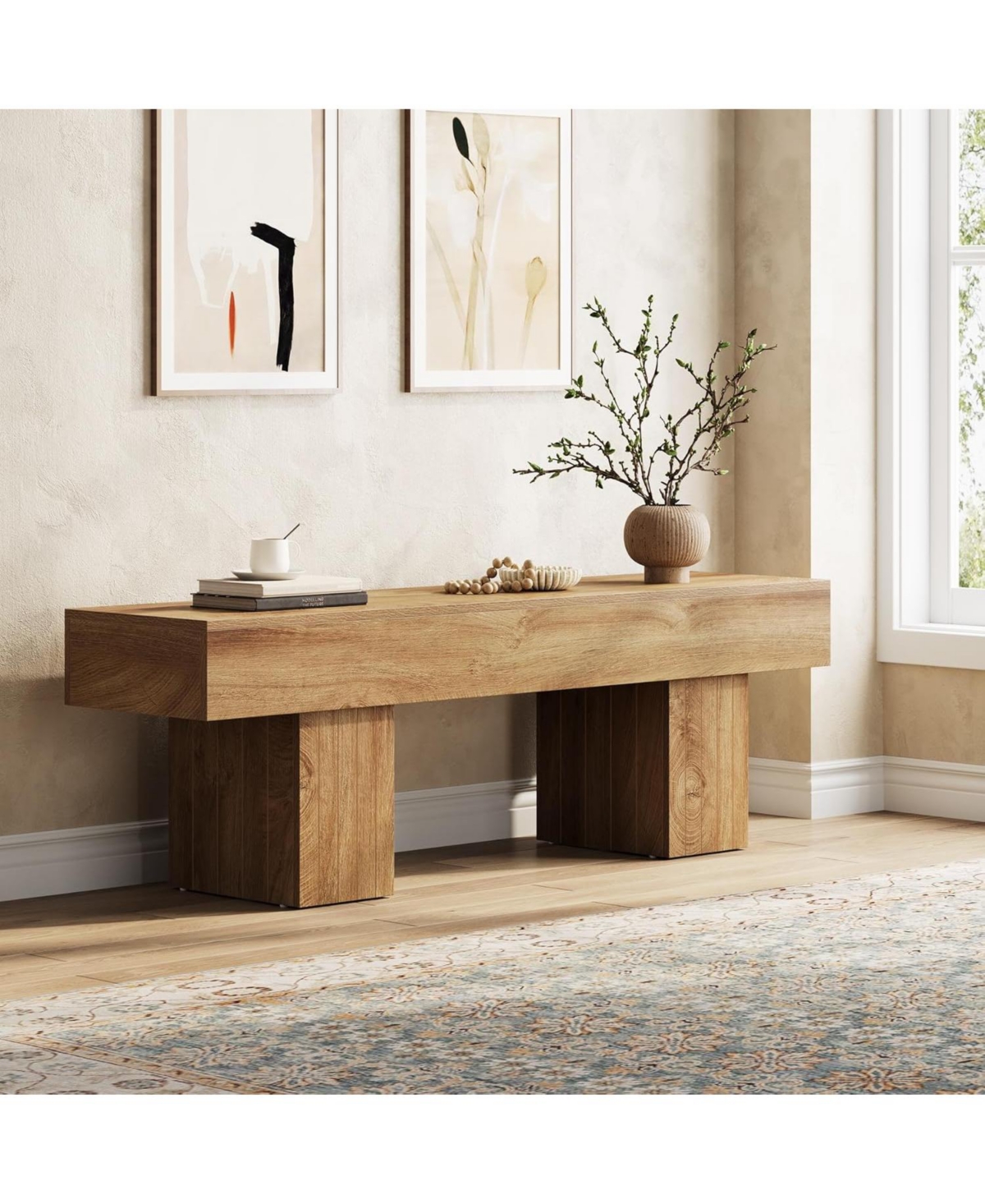 Click here for Tribesigns 55” Entryway Bench  Farmhouse Wo... prices