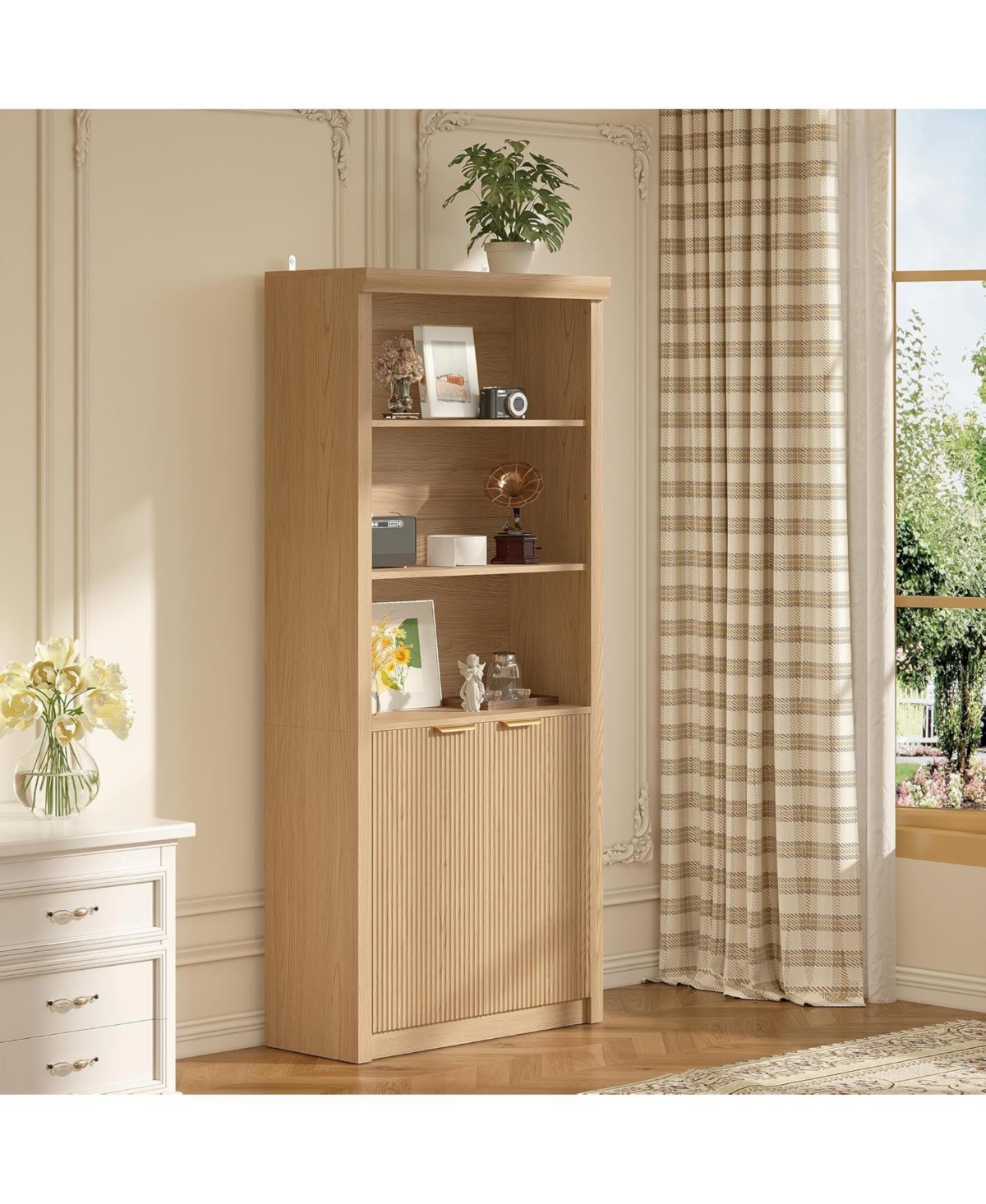 Click here for gaomon Tall 5-Shelf Wooden Bookcase with Doors  31... prices