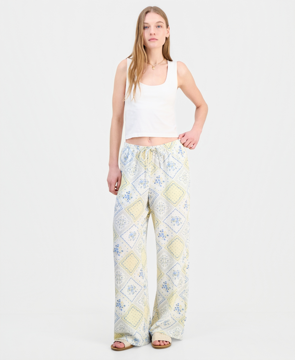 Click here for Hippie Rose Juniors Lightweight Printed Wide-Leg P... prices