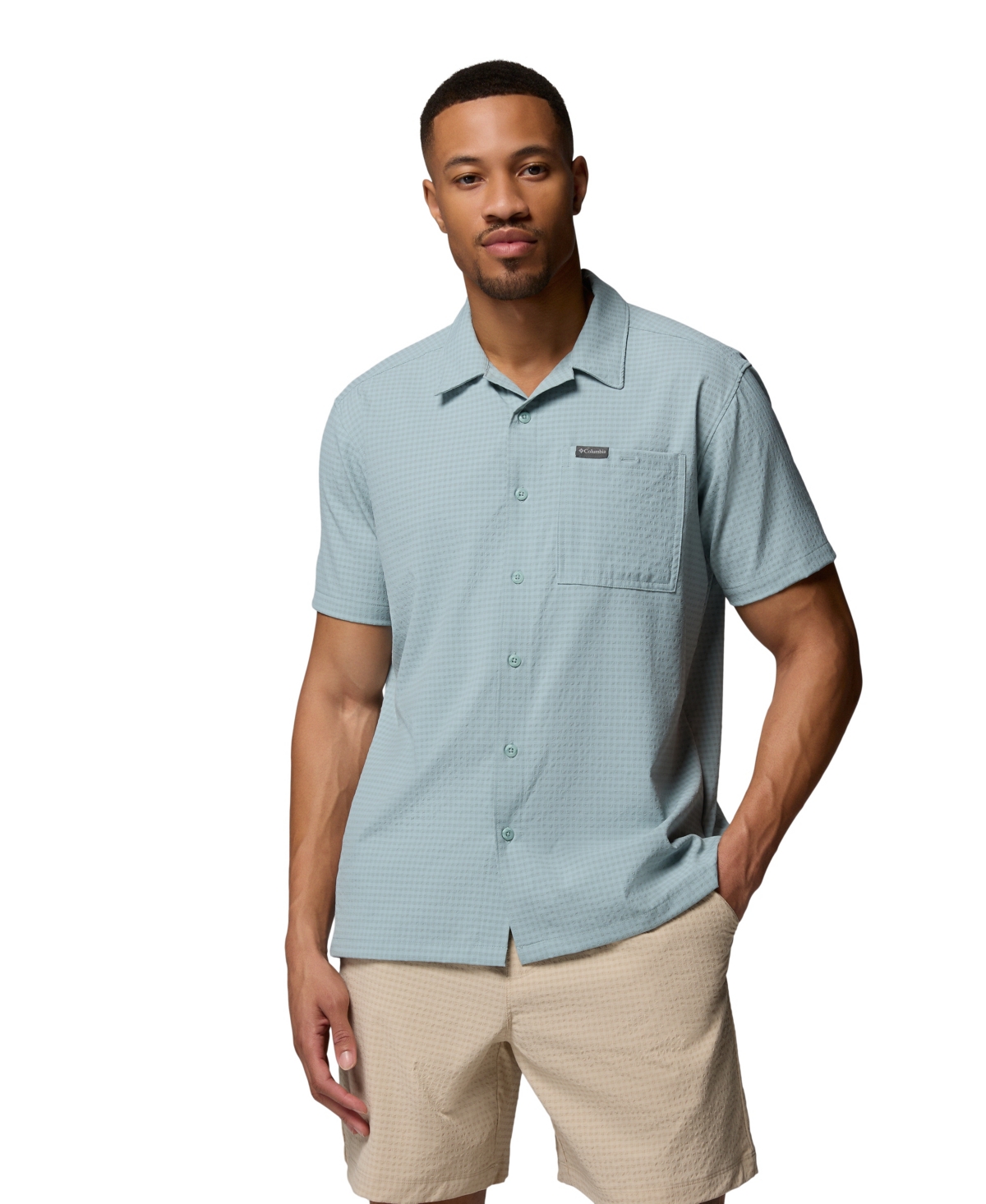 Click here for Columbia Mens Utilizer Ss Camp Shirt - Crushed Blu... prices