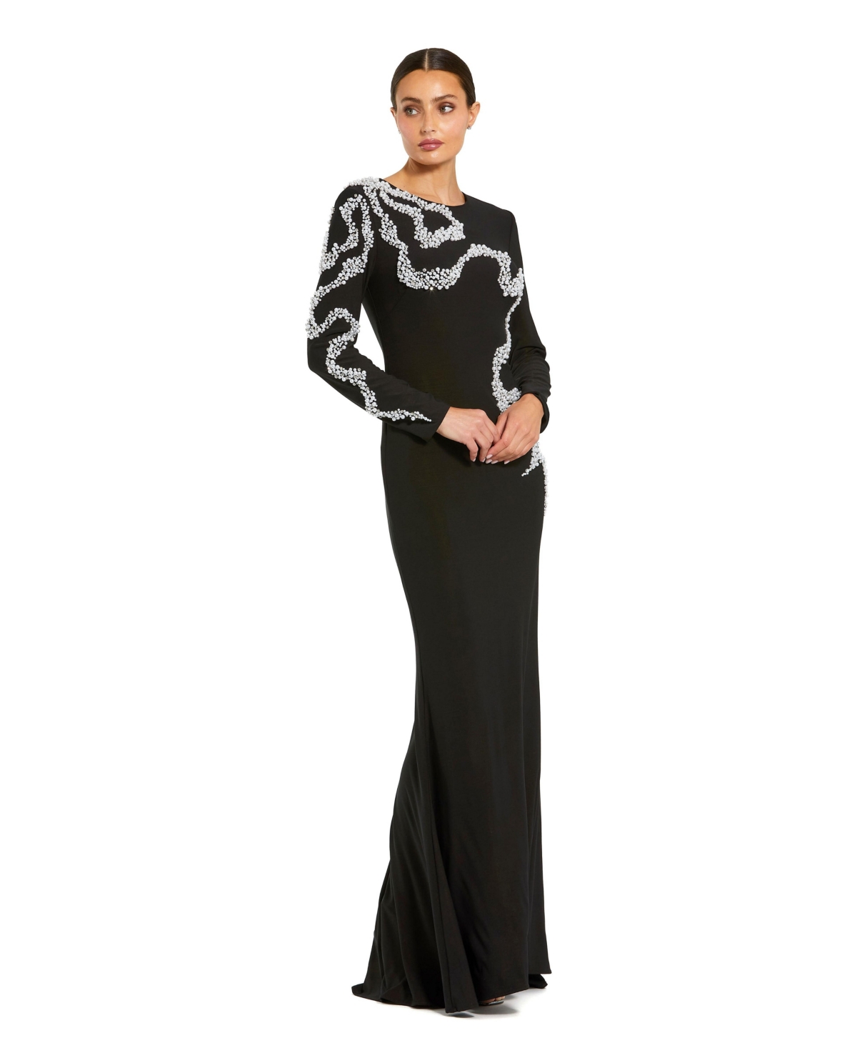 Click here for Mac Duggal Womens Jersey Long Sleeve Beaded Column... prices