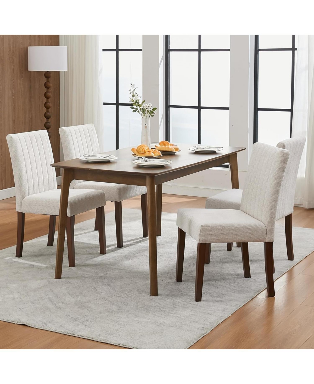 Click here for gaomon Dining Chair Set of Linen Upholstered Strip... prices