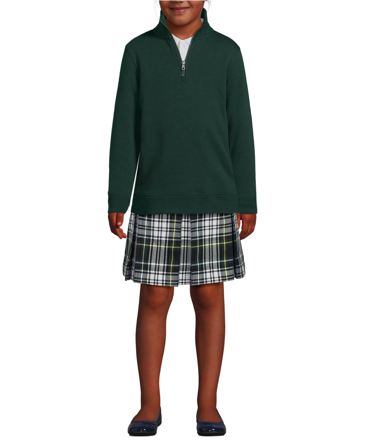 Click here for Lands End Girls Quarter Zip Sweatshirt - Evergreen prices