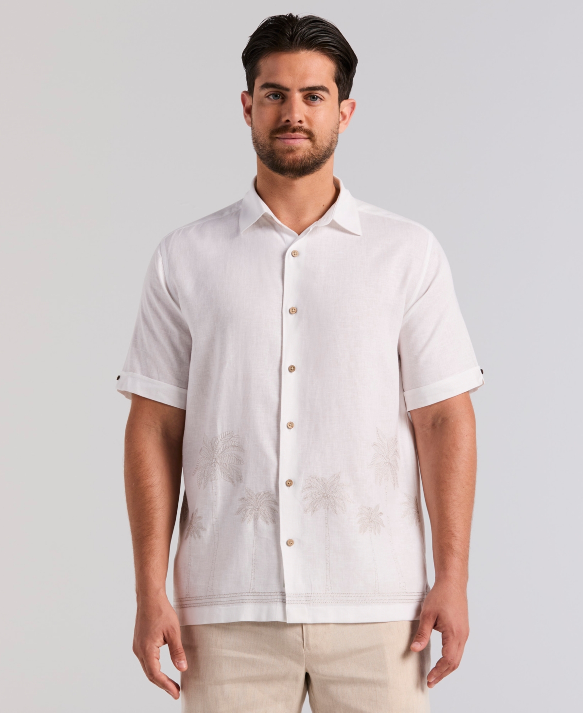 Click here for Cubavera Mens Border Palm Embroidered Short-Sleeve... prices
