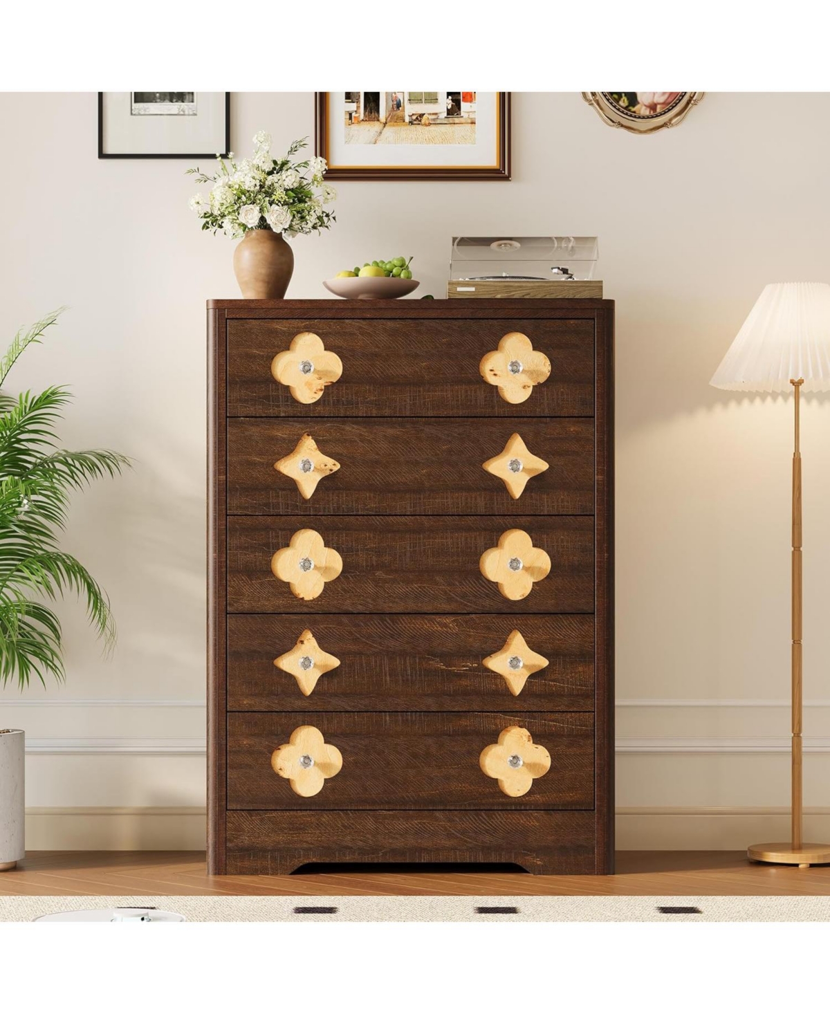 Click here for gaomon Rattan 5-Drawer Dresser for Bedroom  45... prices