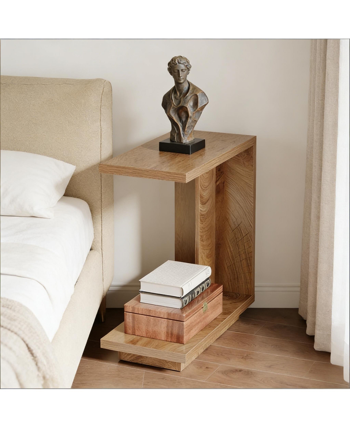 Click here for Cesicia Modern Slatted C-Shaped Bedside Table  Spa... prices