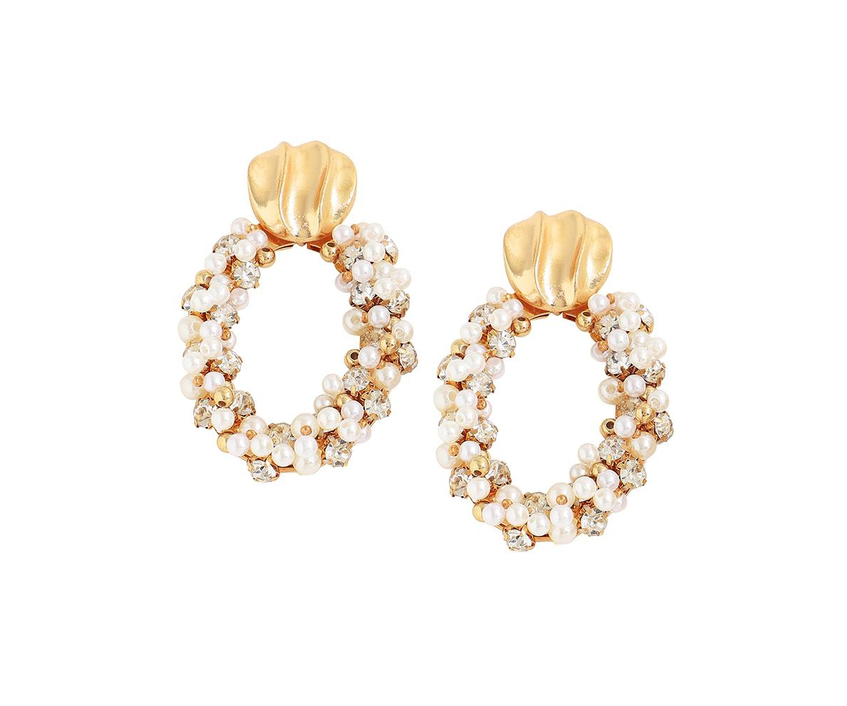 Click here for Sohi Womens Wreath Drop Earrings - White prices