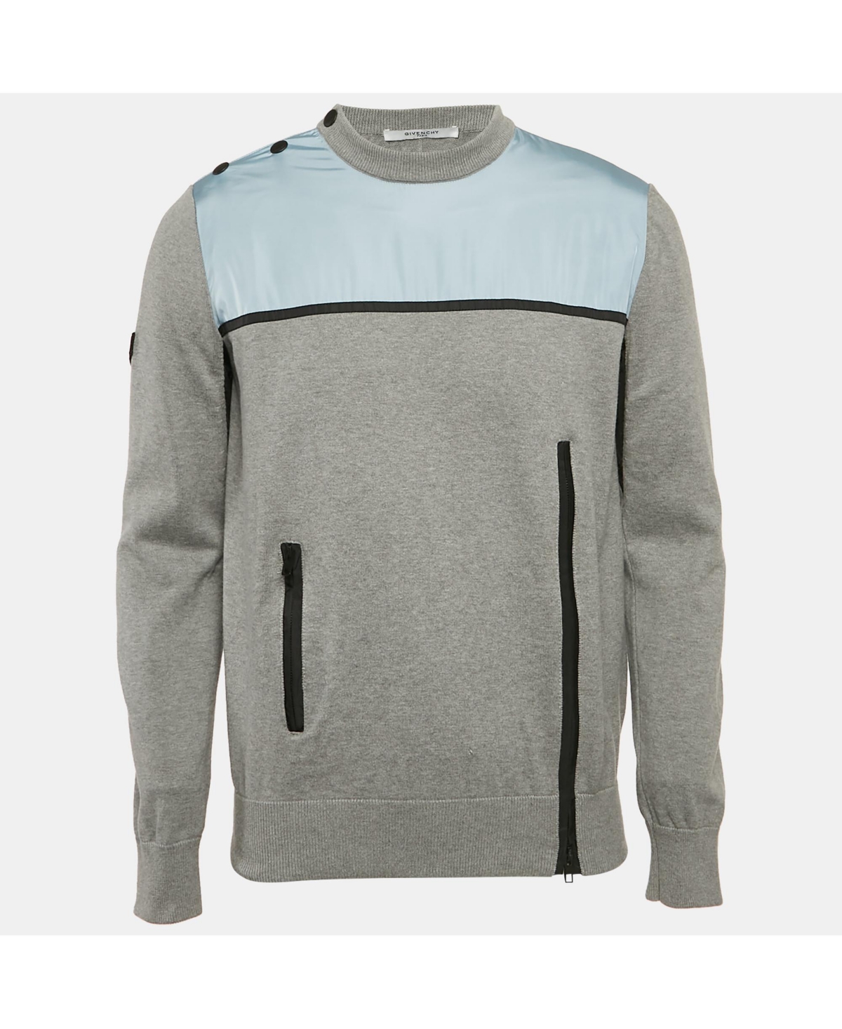 Click here for Pre-Owned Givenchy Mens Grey Cotton Colorblock Cre... prices