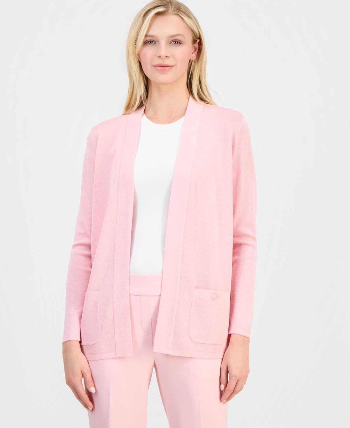 Click here for Anne Klein Womens Malibu Fine Rib Open-Front Cardi... prices