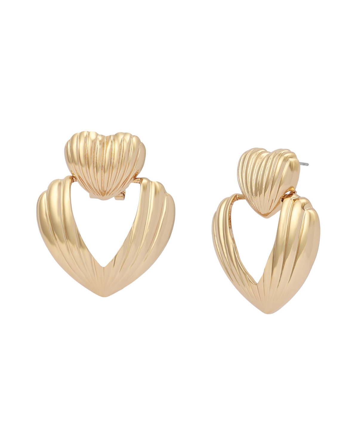 Click here for Steve Madden Gold Fluted Heart Drop Earrings - Gol... prices