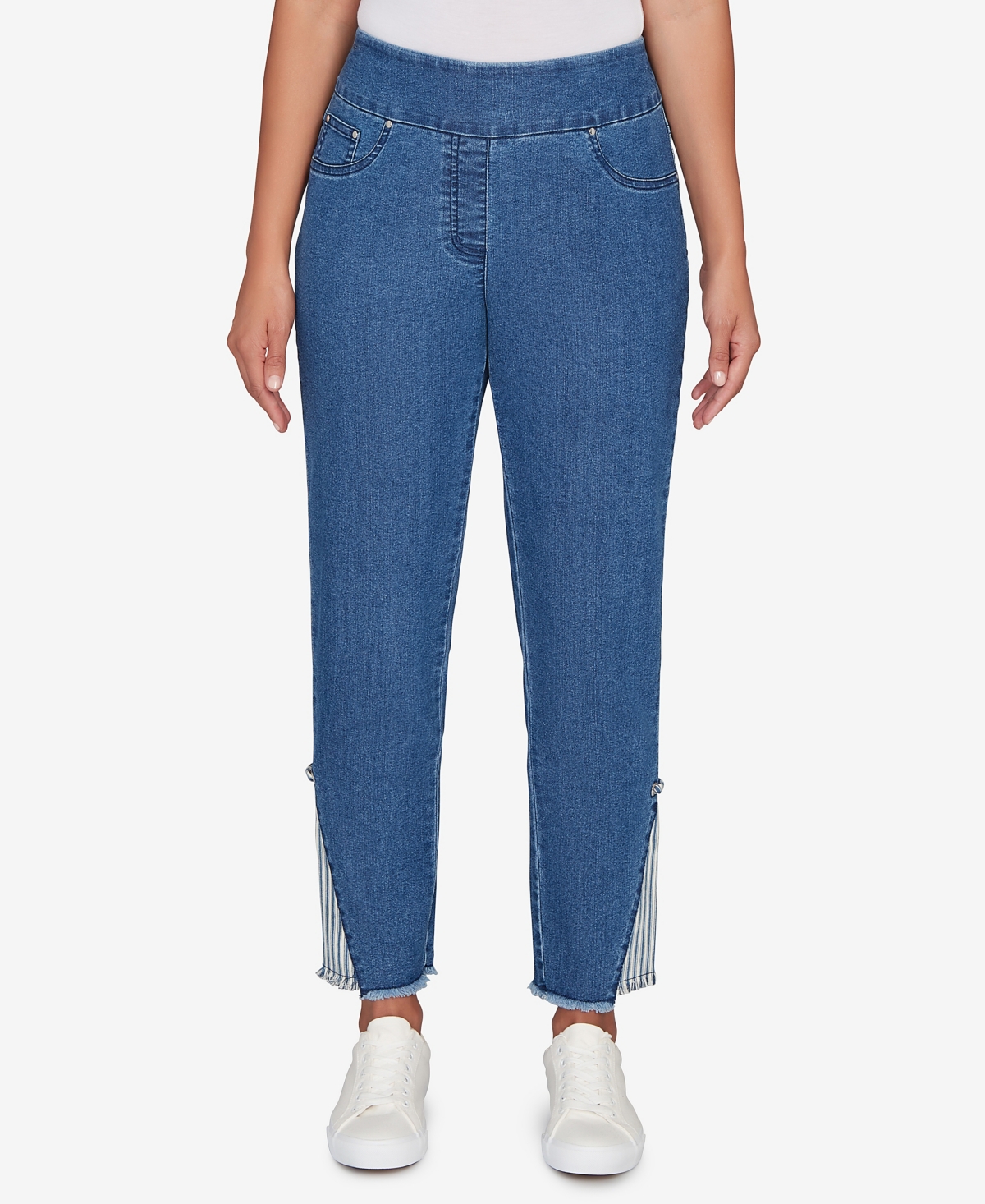 Click here for Ruby Rd. Petite Nautical Stripe Inset Slim Fit Jea... prices