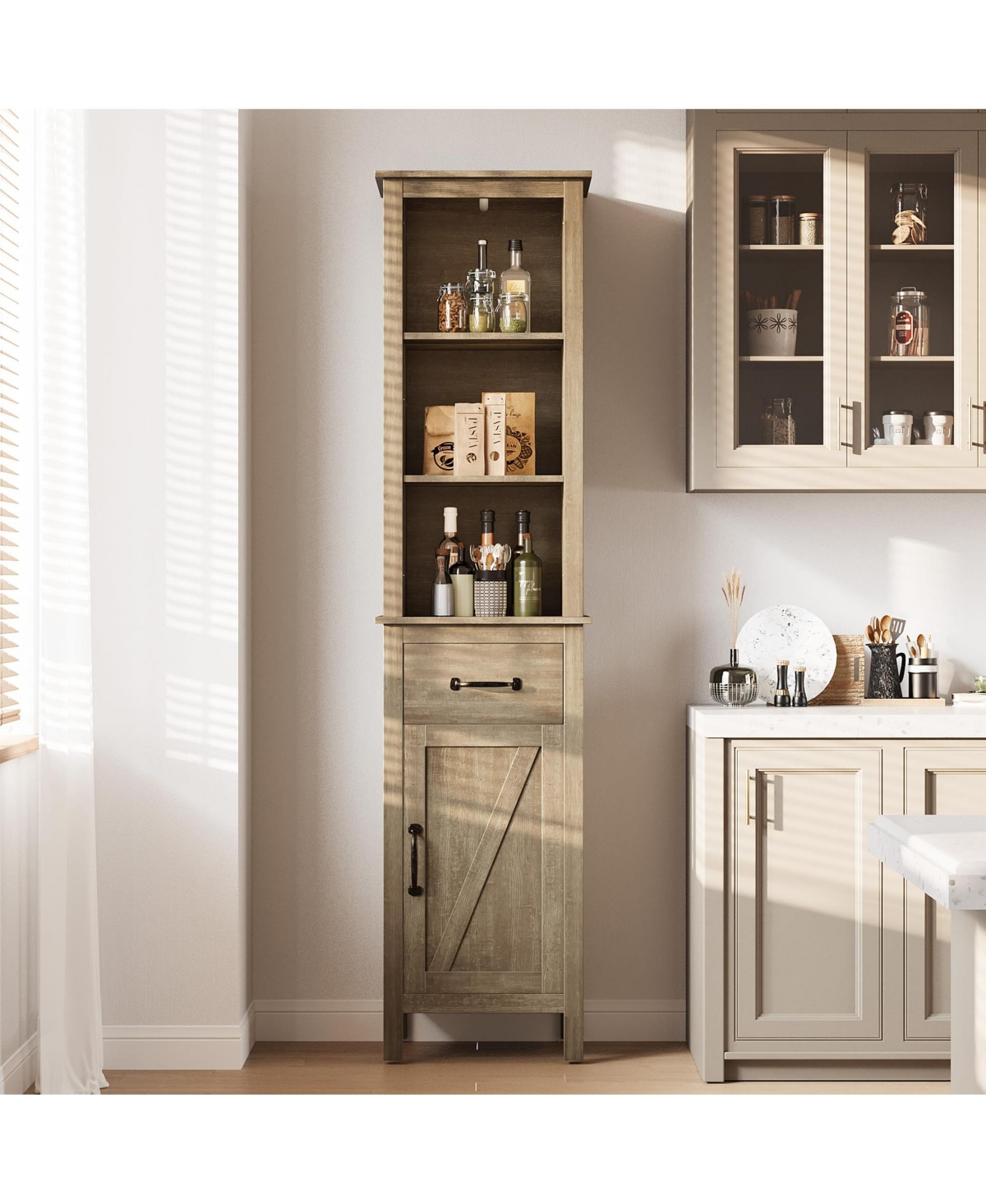 Click here for Homfan Farmhouse bathroom storage cabinet. Tall bo... prices
