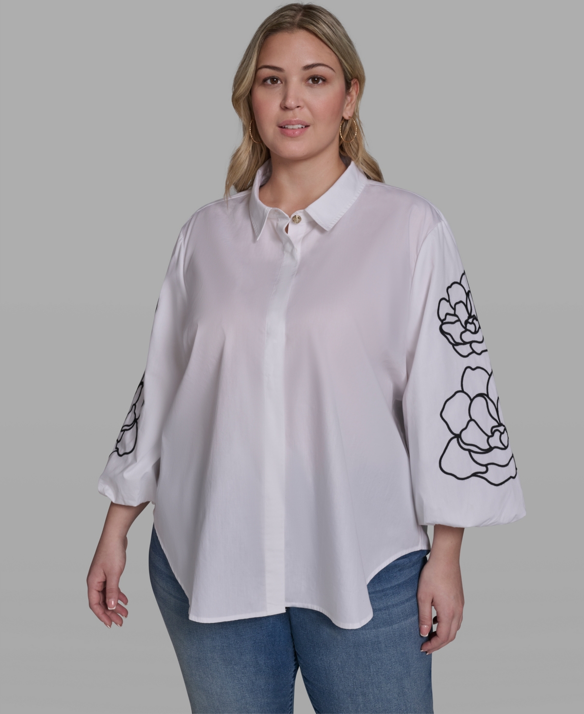 Click here for Karl Lagerfeld Paris Plus Size Floral Detail Colla... prices