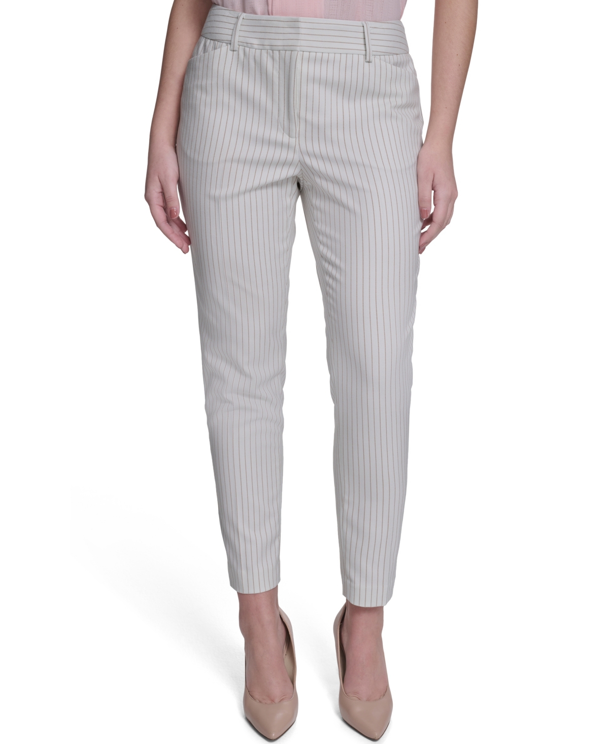 Click here for Tommy Hilfiger Womens Slim Fit Pinstripe Mid Rise... prices