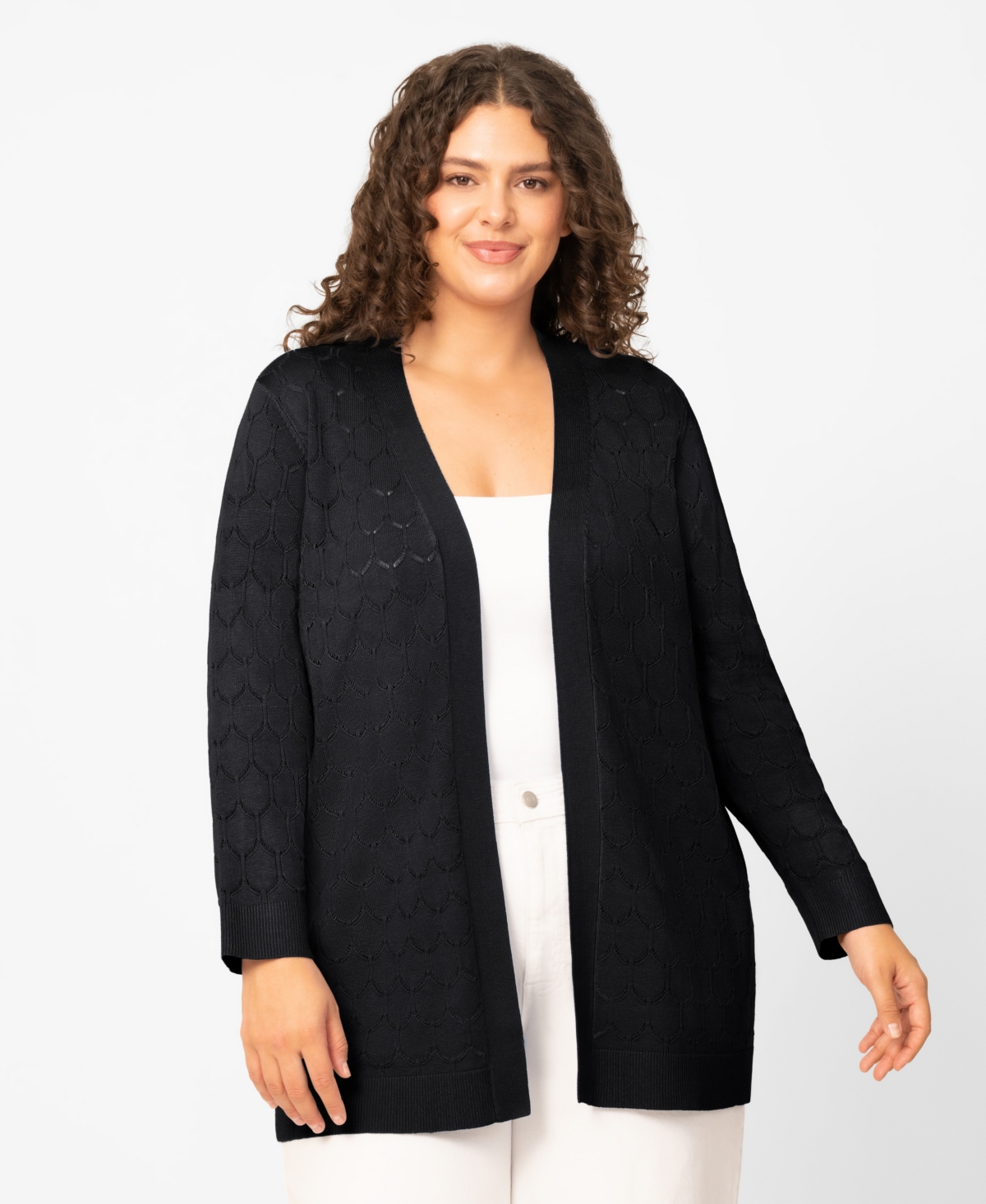 Click here for Melissa Paige Plus Size Geometric Stitch Flyaway O... prices