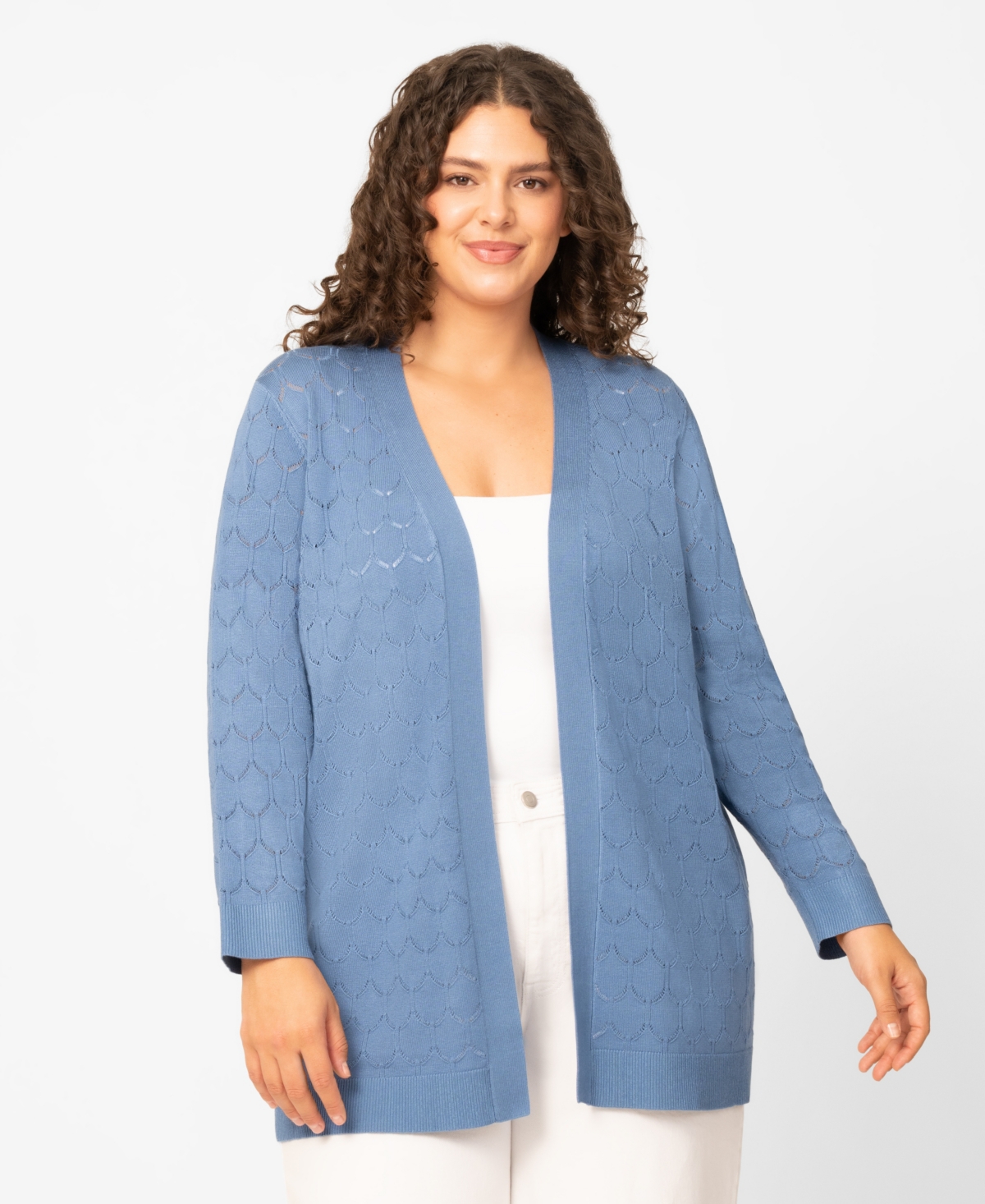 Click here for Melissa Paige Plus Size Geometric Stitch Flyaway O... prices