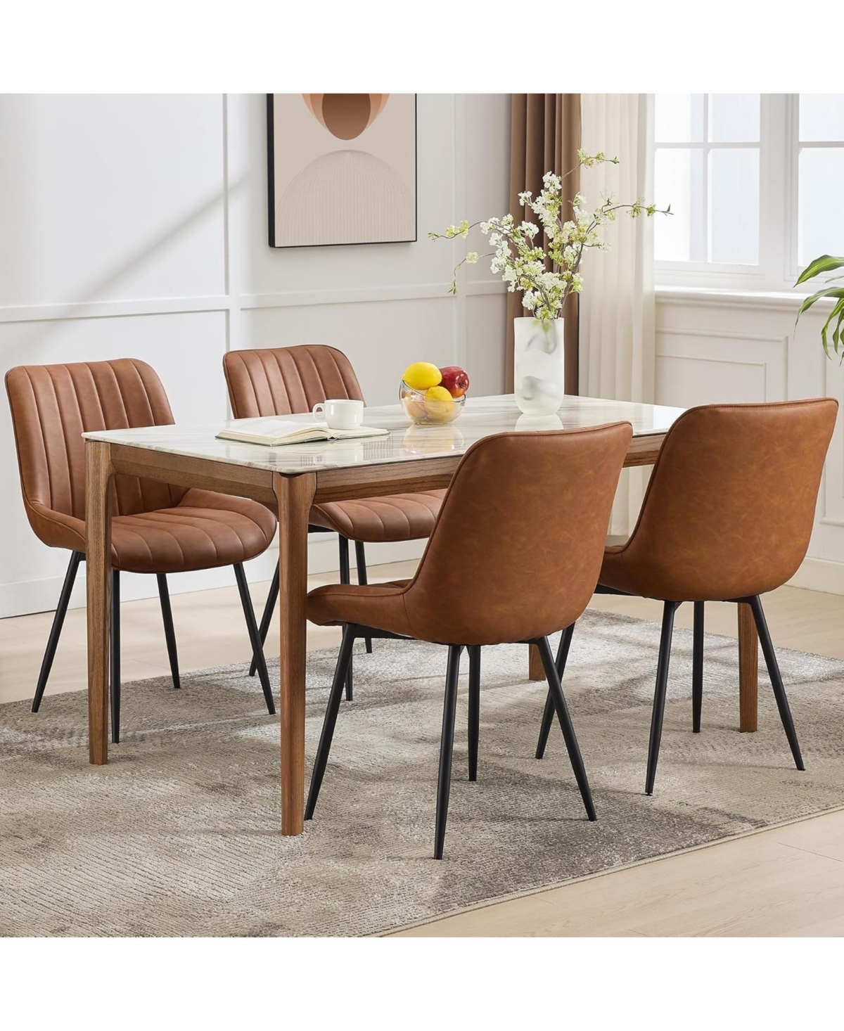 Click here for gaomon Set of 2 Modern Faux Leather Upholstered Di... prices