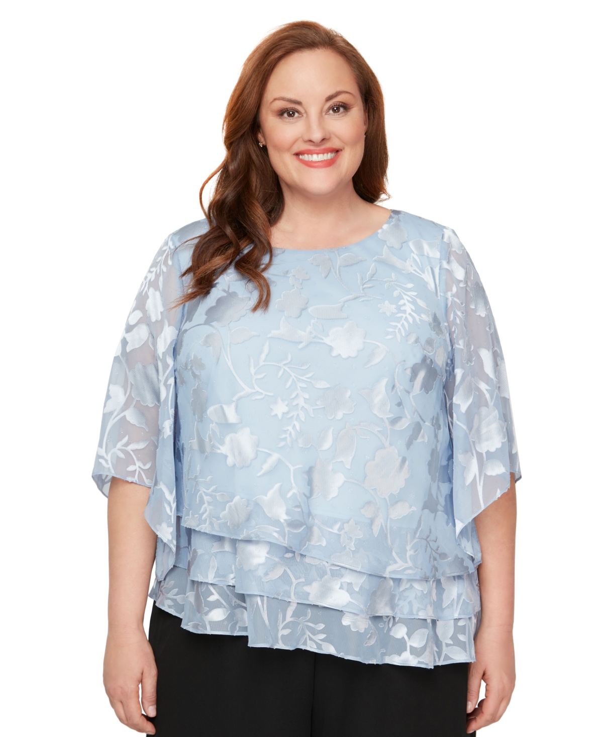Click here for Alex Evenings Plus Size 3/4-Sleeve Scoop Neck Top... prices