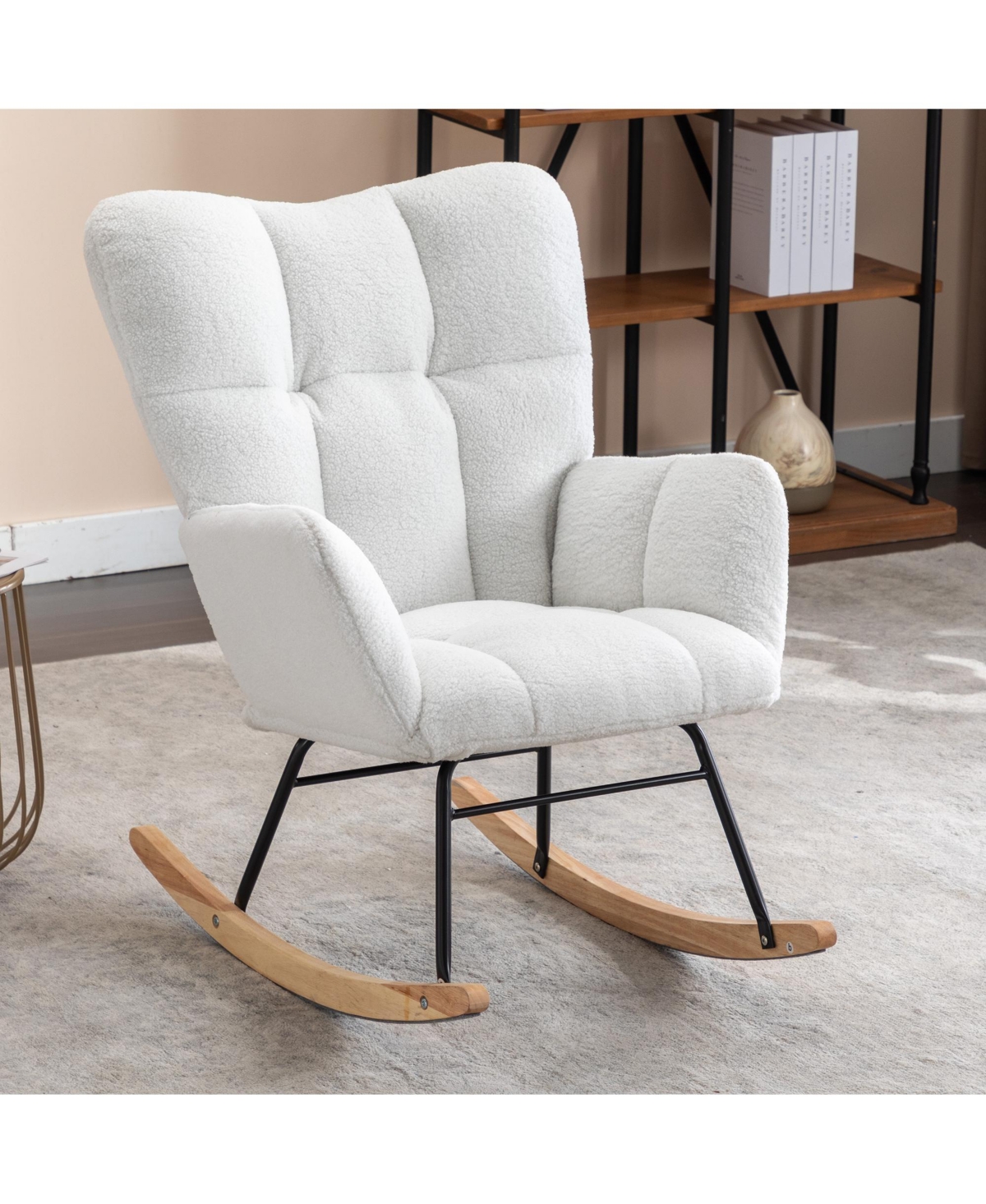 Click here for Flynama Ivory Teddy Fabric Nursery Rocking Glider... prices