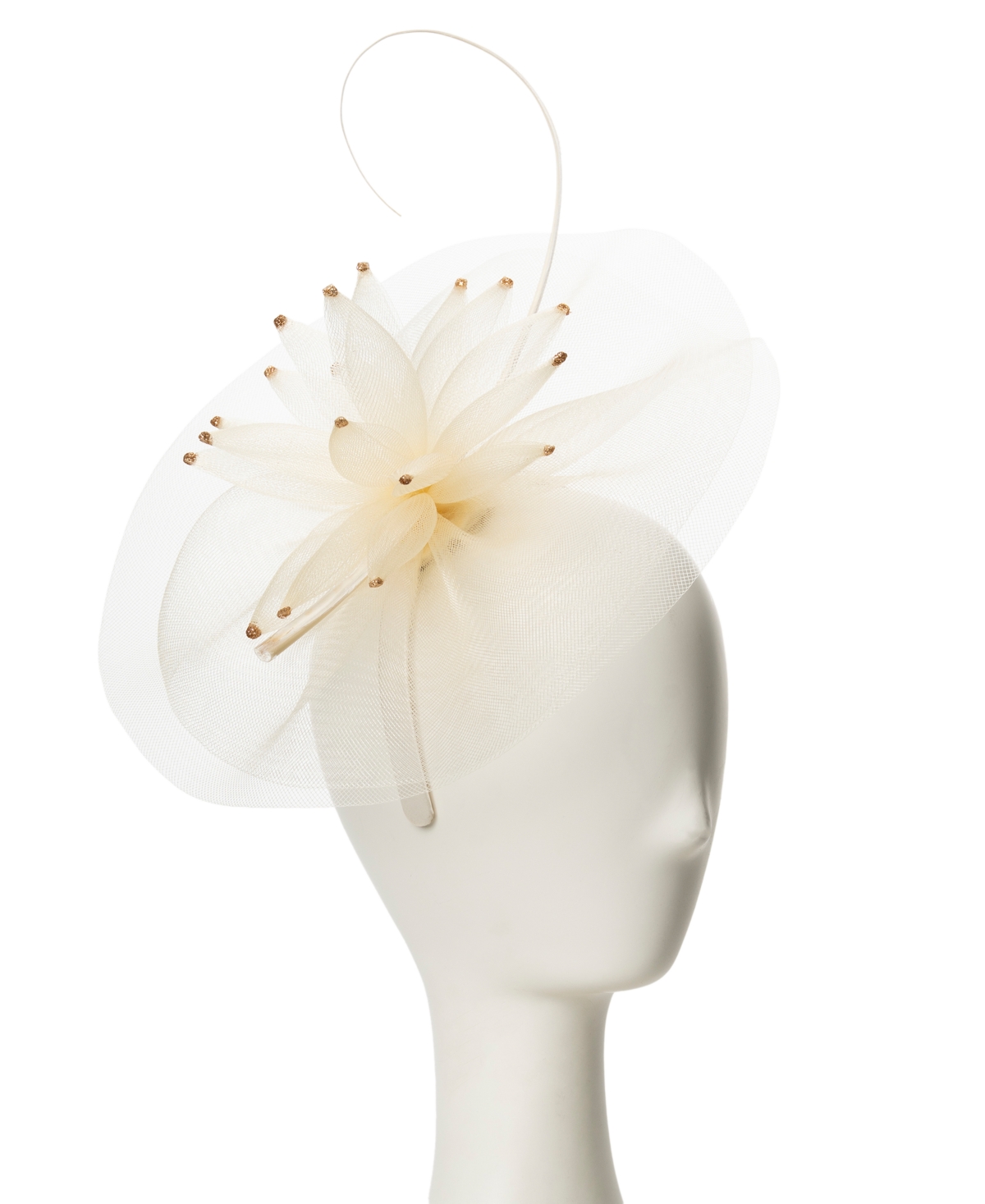 Click here for August Hats Mesh Flower Bead Fascinator Hat - Nude prices