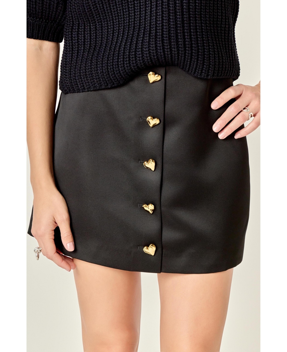 Click here for English Factory Womens Heart Detailed Satin Skirt... prices