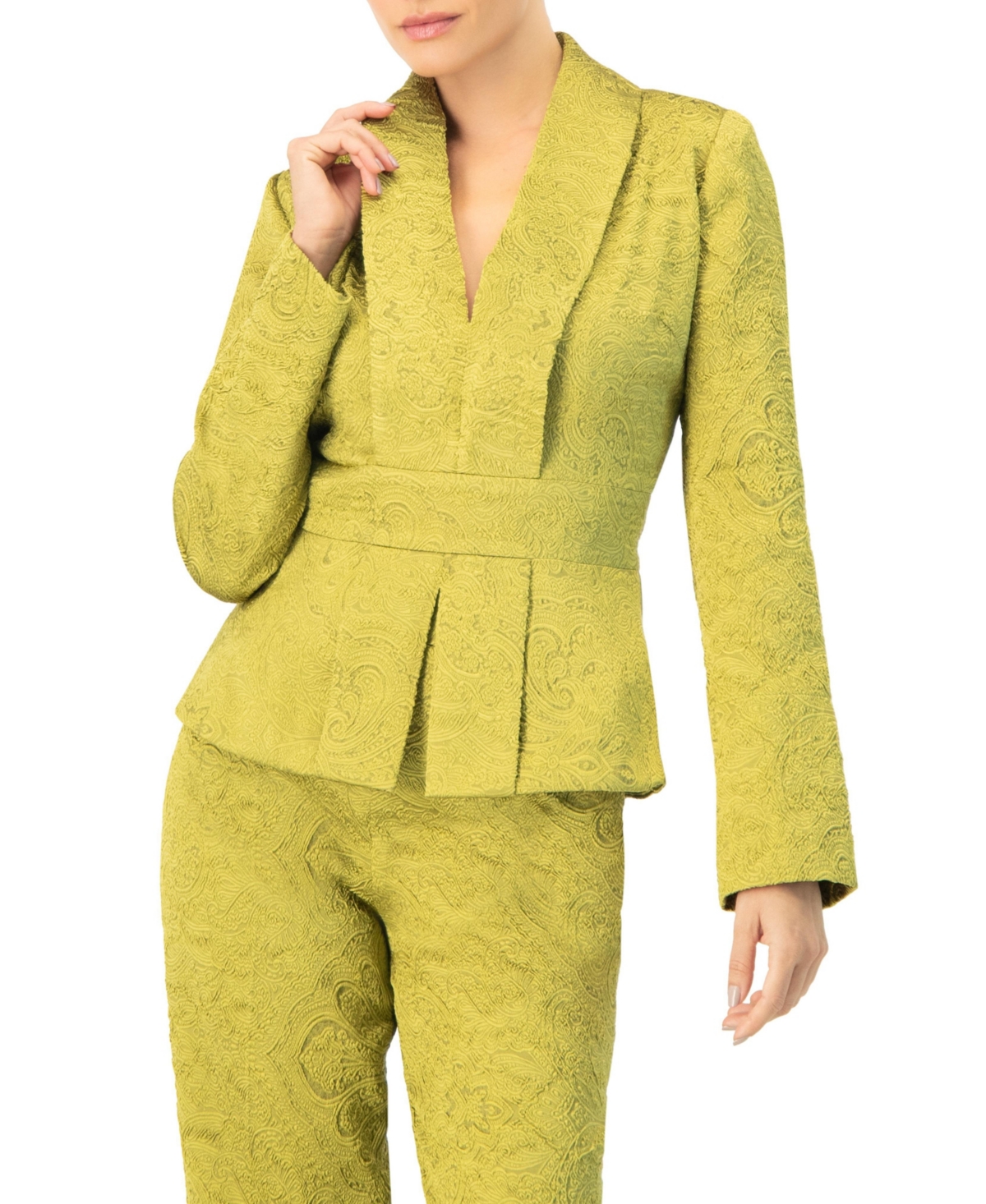 Click here for Ivonne Womens Collarless Paisley Blazer with Back... prices