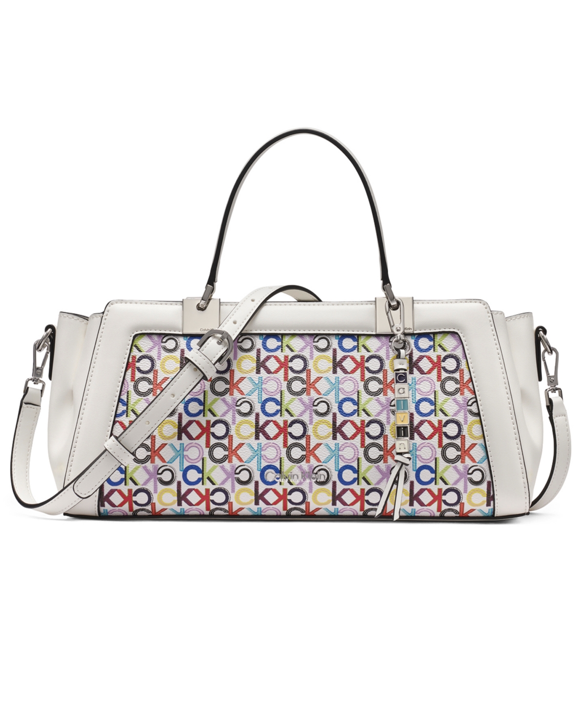 Click here for Calvin Klein Medium Jean Zipper Satchel Bag - Whit... prices