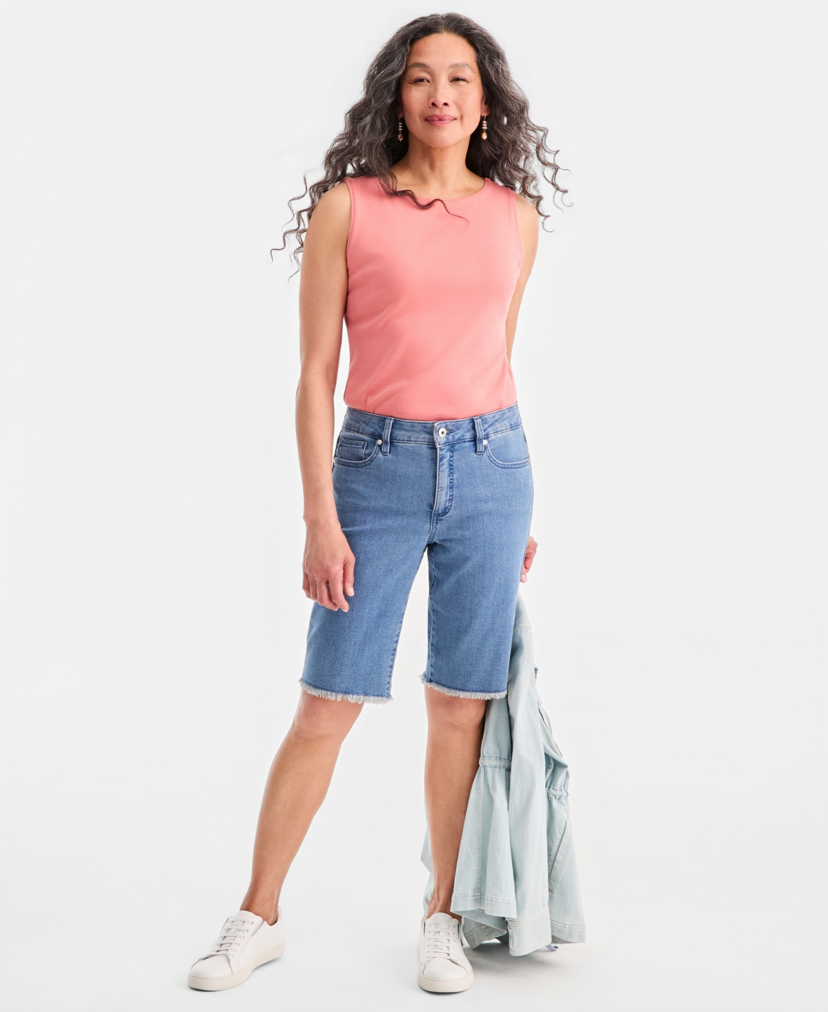 Click here for Style & Co Womens Mid-Rise Raw-Edge Bermuda Jean S... prices