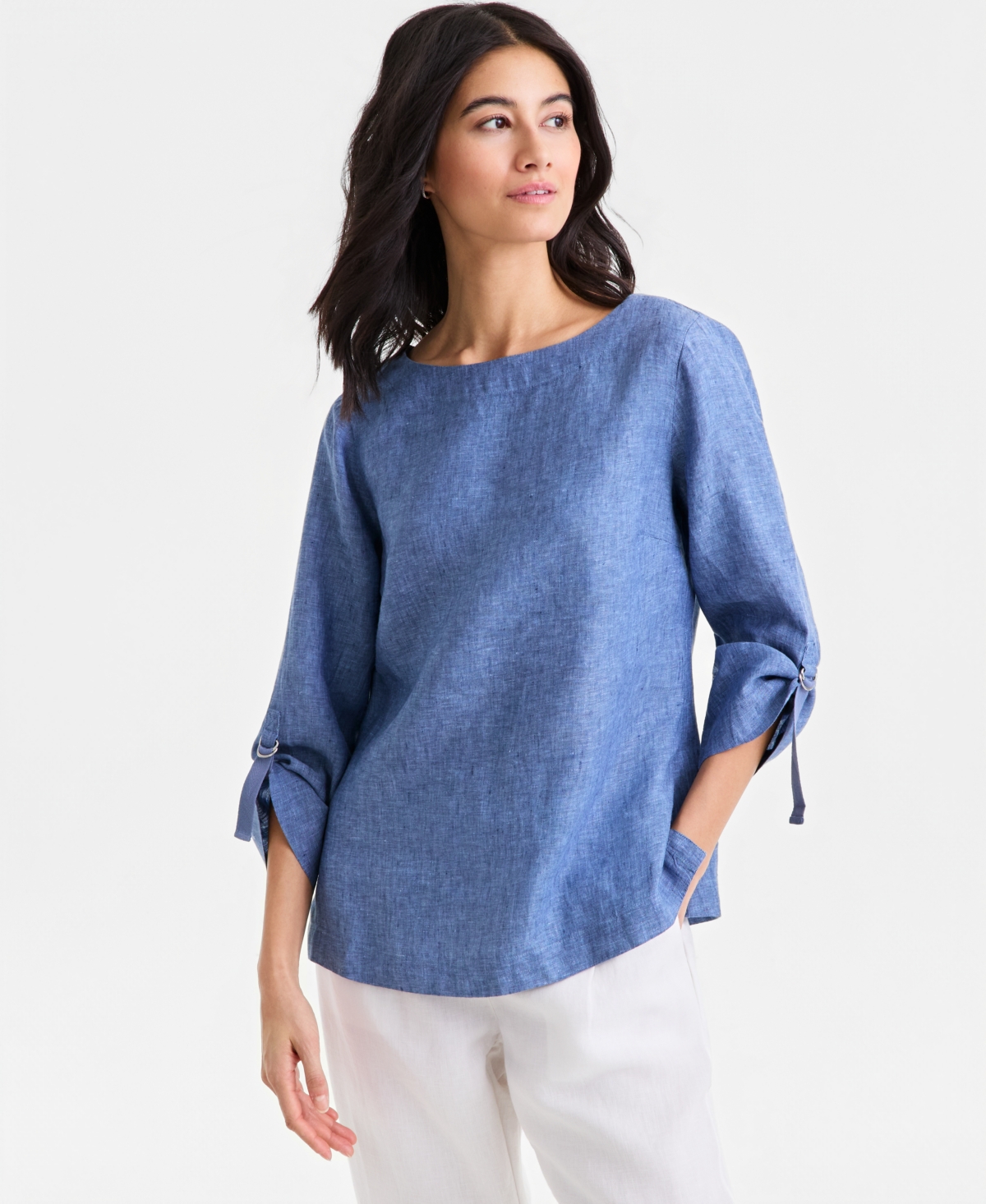 Click here for Charter Club Womens 100 Linen D-Ring Top  Created... prices