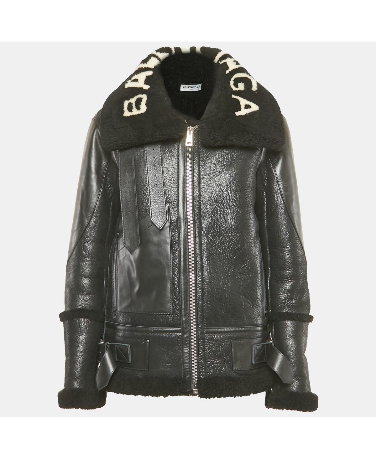 Click here for Pre-Owned Balenciaga Womens Black Logo Print Leath... prices