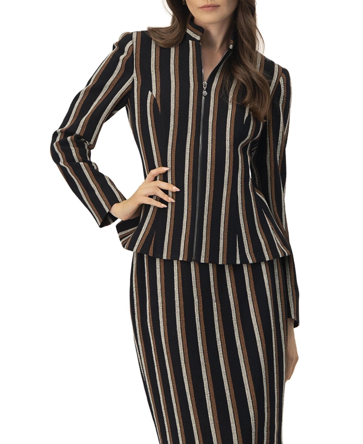 Click here for Ivonne Womens Striped Jacket - Black prices