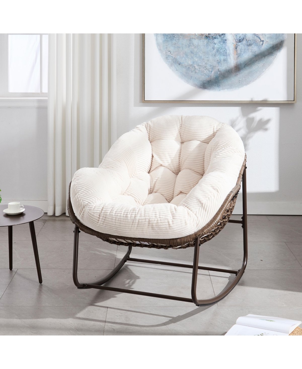 Click here for Flynama Outdoor Rattan Rocking Chair Padded Cushio... prices