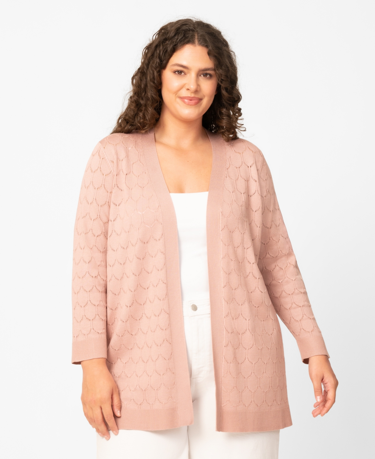 Click here for Melissa Paige Plus Size Geometric Stitch Flyaway O... prices
