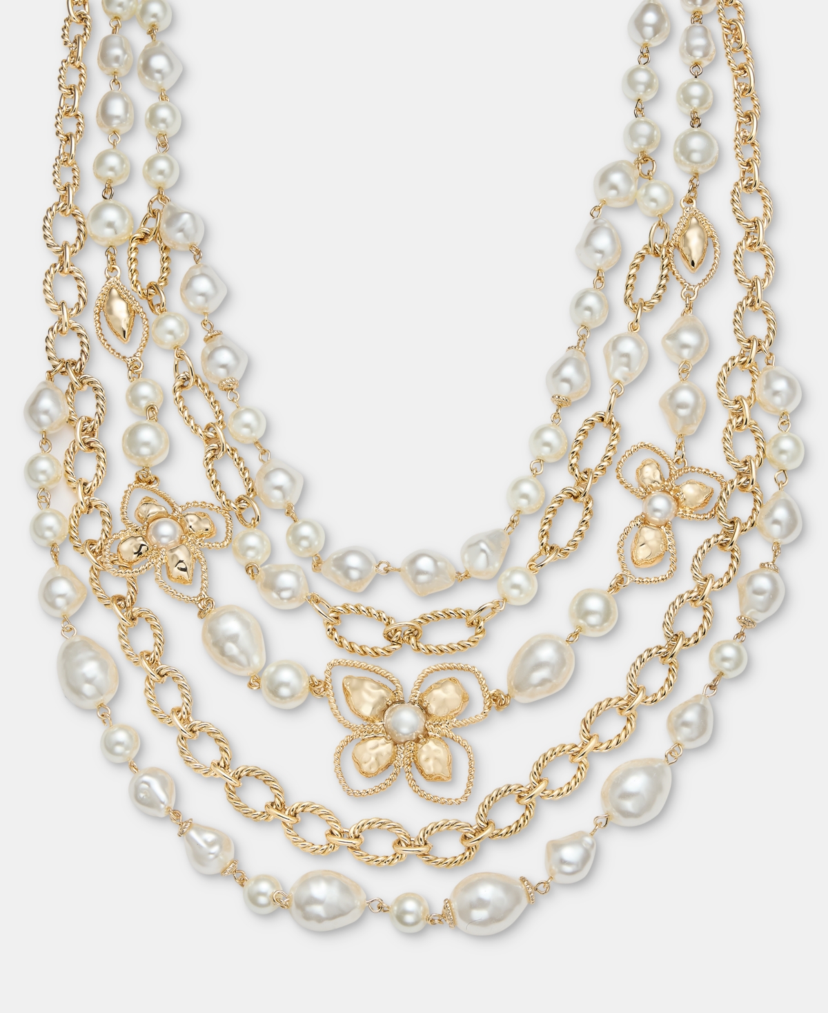 Click here for Anne Klein Imitation Pearl Flower Layered Statemen... prices