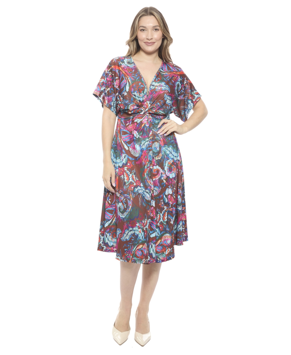 Click here for 24seven Comfort Apparel Womens Abstract V-Neck Sho... prices