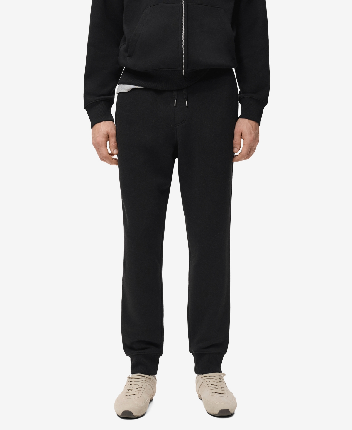 Click here for Mango Mens Elastic Waist Cotton Joggers - Black prices