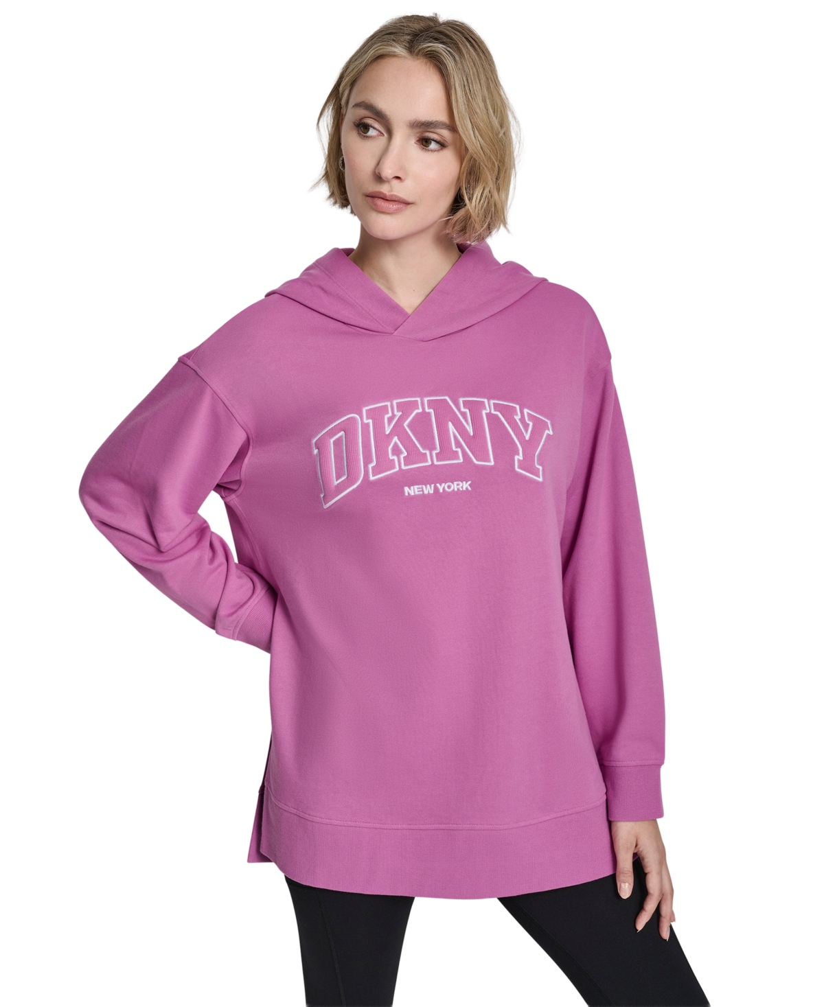 Click here for Dkny Sport Womens 3D Puff Applique Varsity Logo Ov... prices