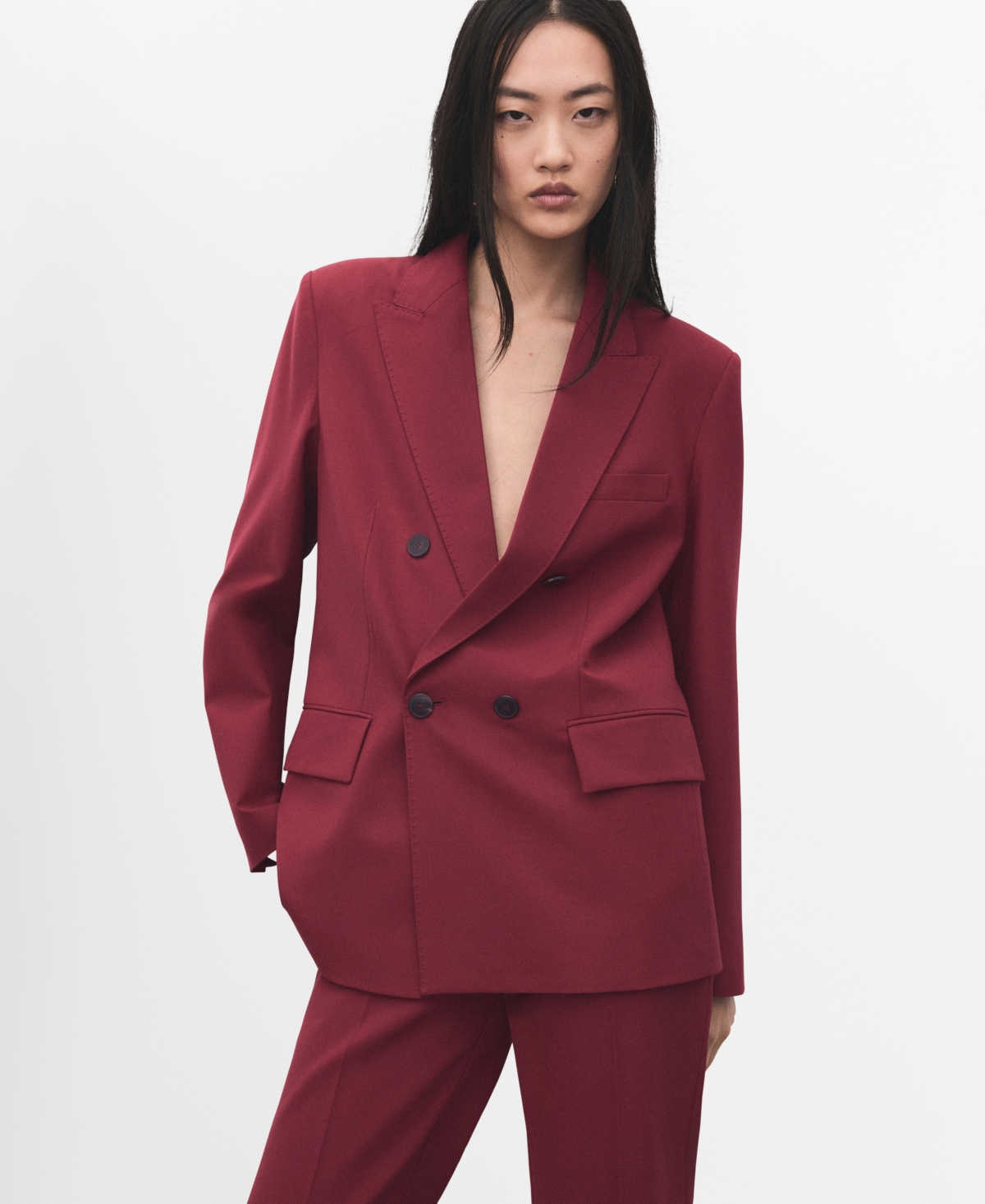Click here for Mango Womens Double-Breasted Suit Blazer - Wine prices